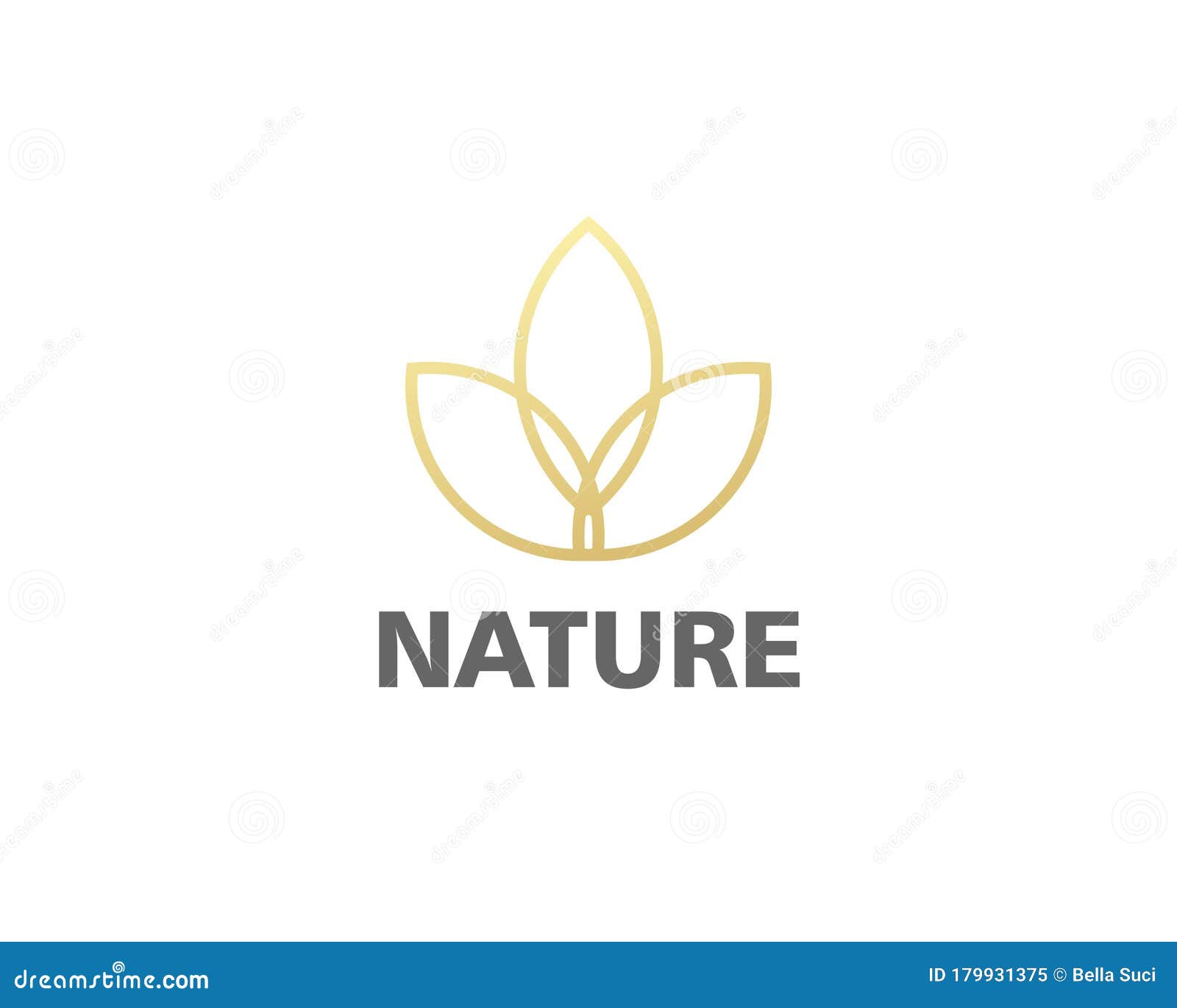 Golden Leaf Logo Design with Linear Style Vector Template Stock Vector ...