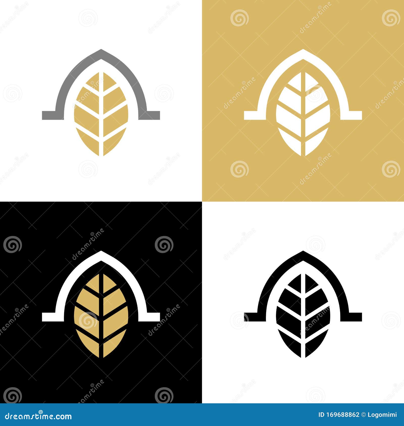 Golden Leaf Logo Design Template Elements, Vector Illustration Stock ...