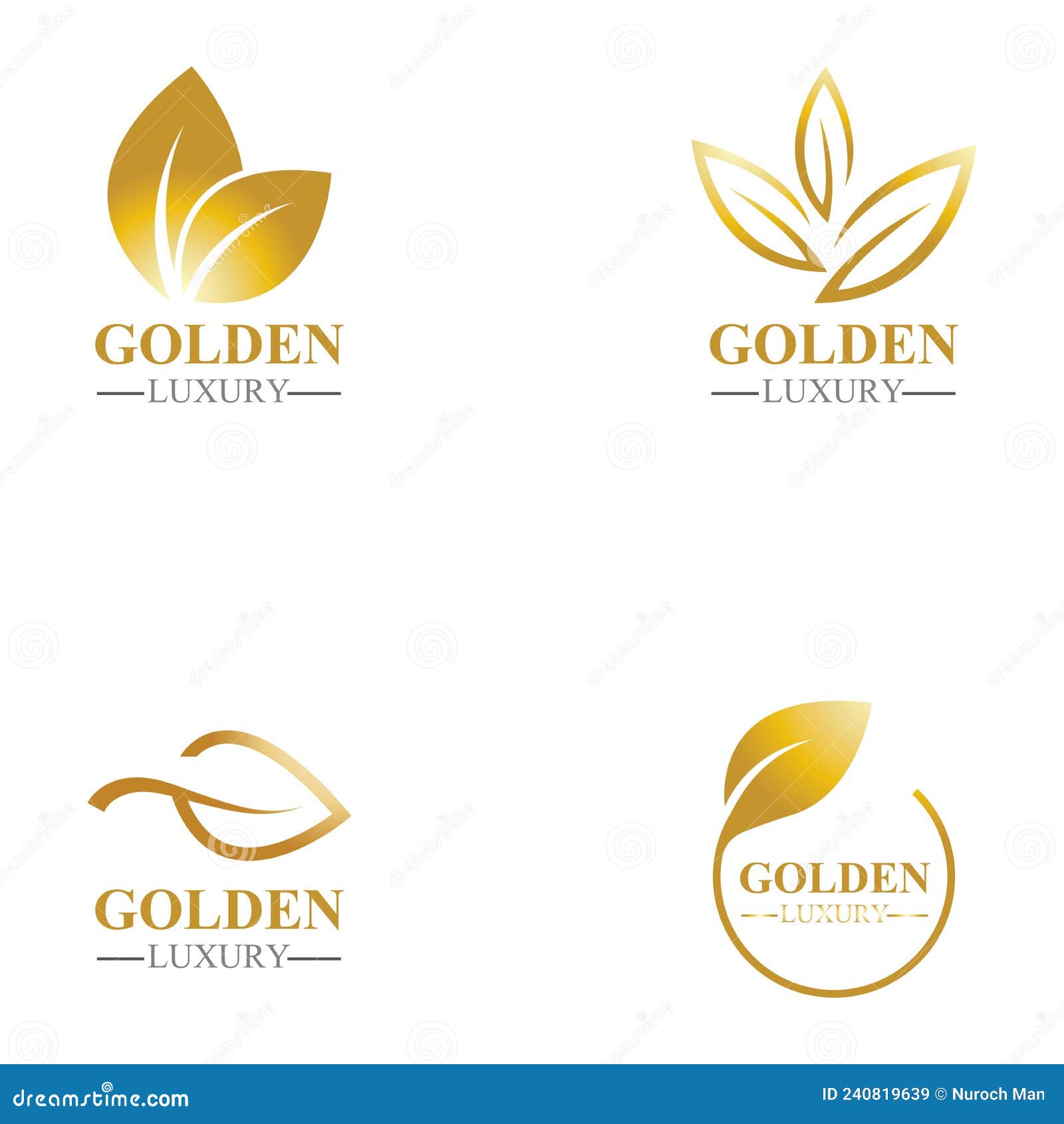 Golden Leaf Luxury Logo Icon Vector Template. Stock Vector ...