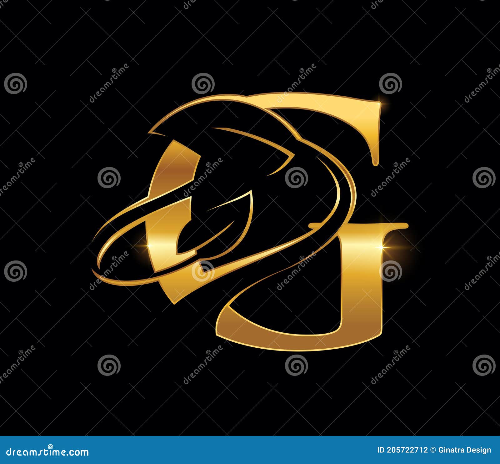 Golden Leaf Monogram Initial Letter G Stock Vector - Illustration of ...