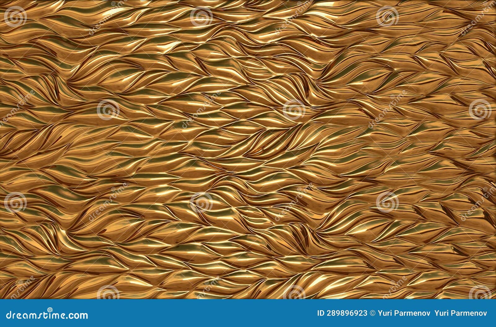 Golden Leaf, Stylized Petals Pattern. Metallic Ripple Background for ...