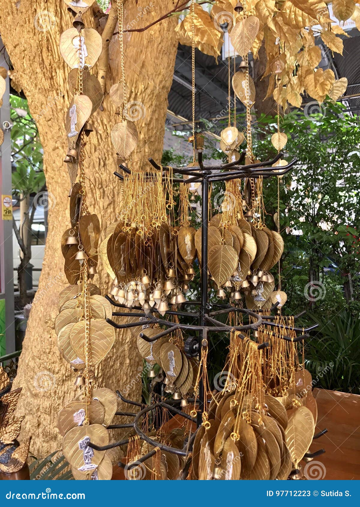 Golden Leaf Tree in Buddhist Temple Stock Image - Image of fortune ...