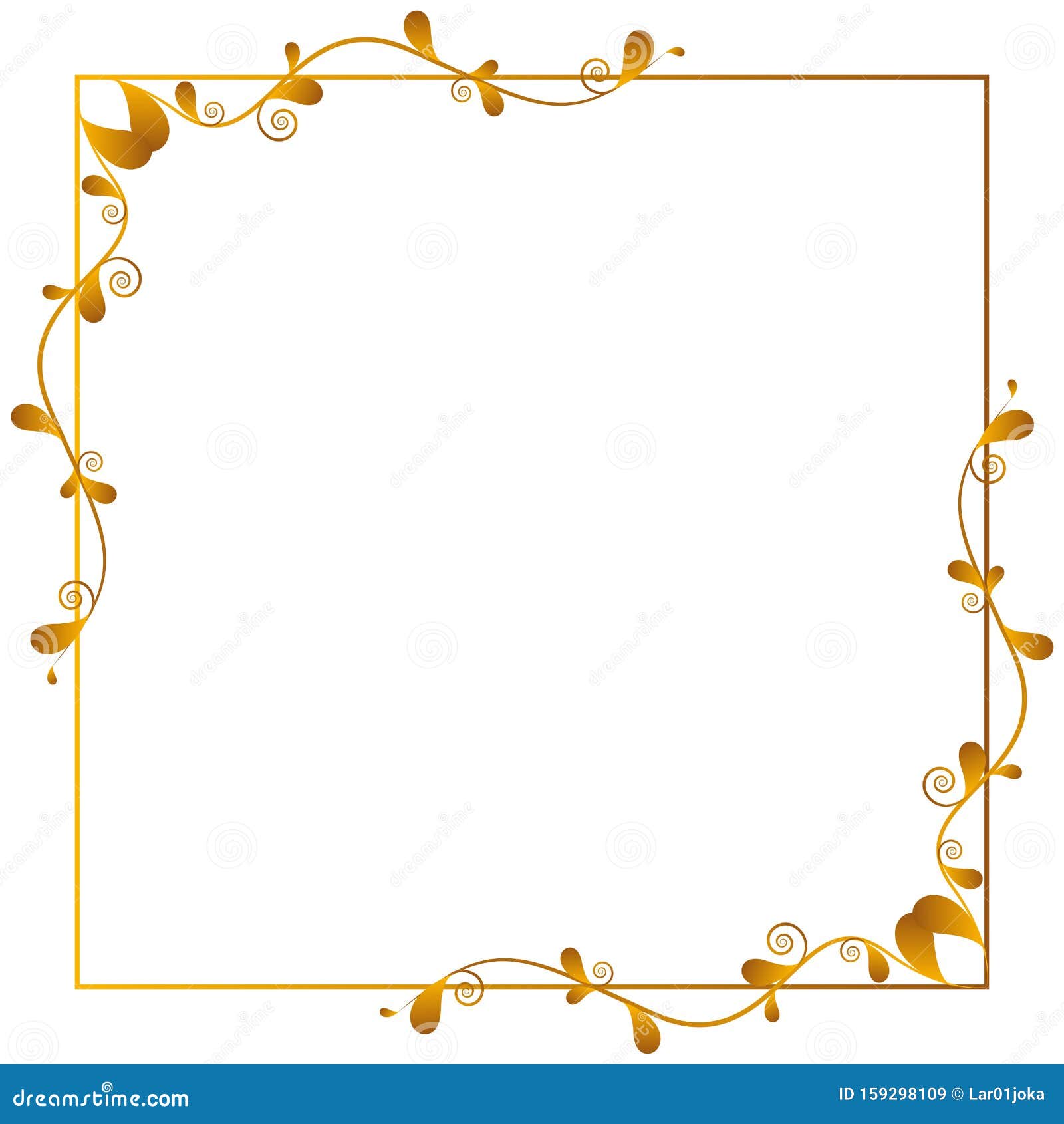 Golden leaves frame stock vector. Illustration of template - 159298109