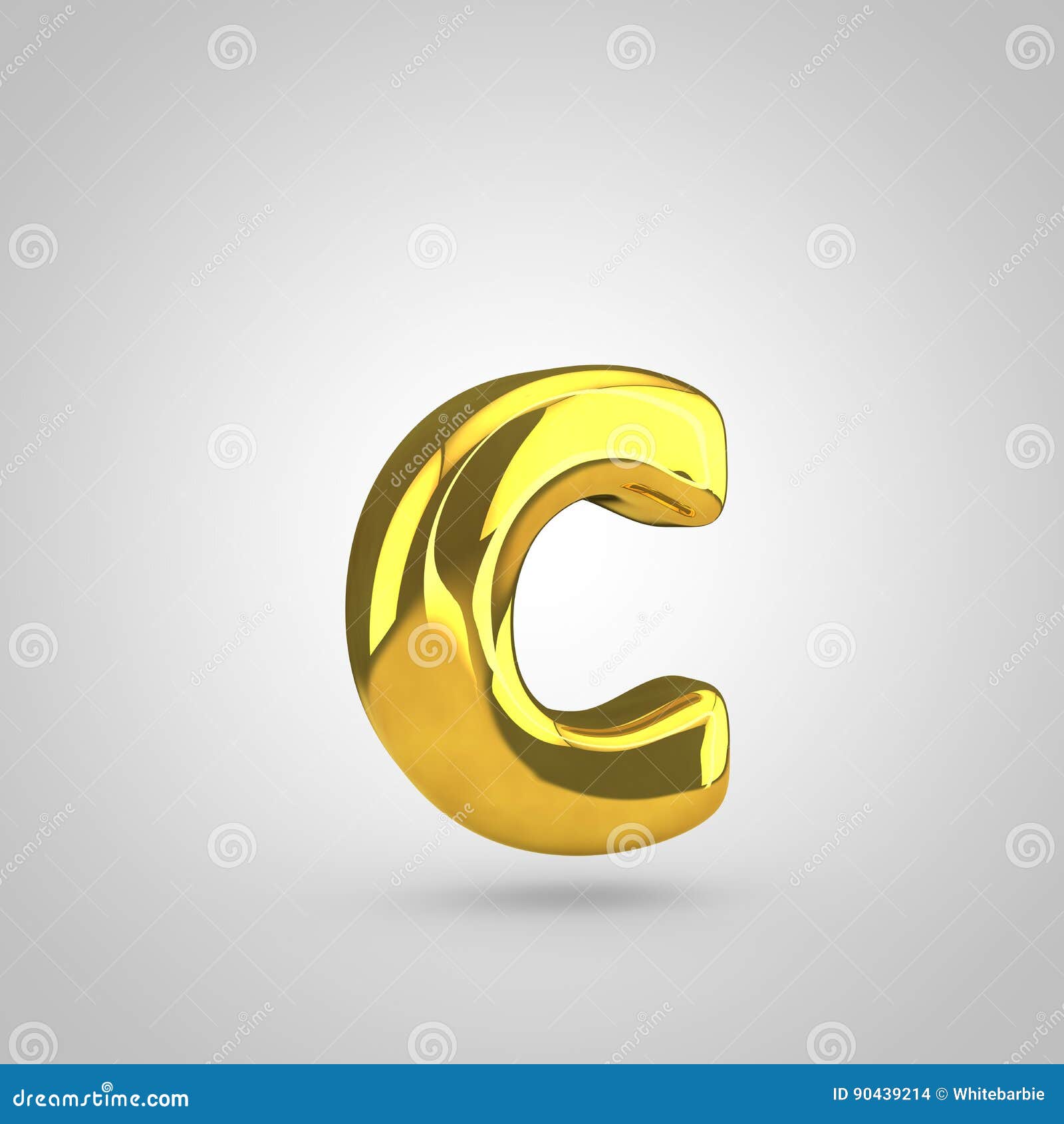 Golden Letter C Lowercase on White Background Stock Illustration ...