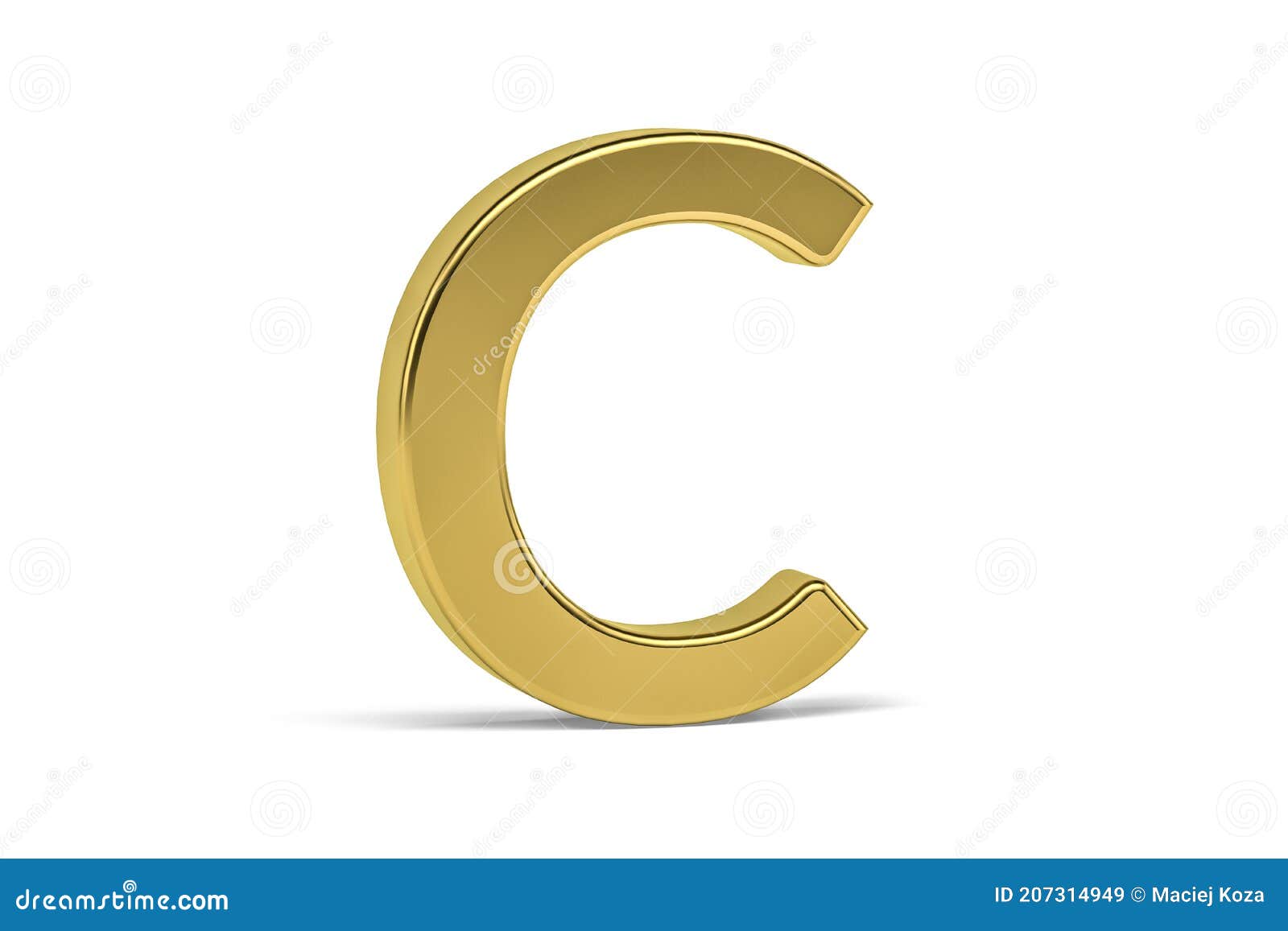 Golden Letter C - Three Dimensional Letter C on White Background Stock ...