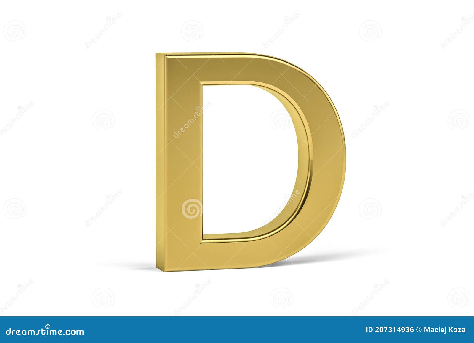 Golden Letter D - Three Dimensional Letter D on White Background Stock ...