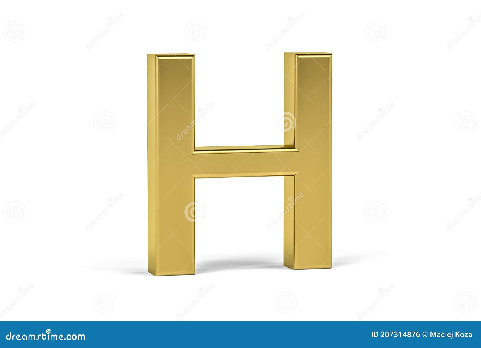 Golden Letter H - Three Dimensional Letter H on White Background Stock ...