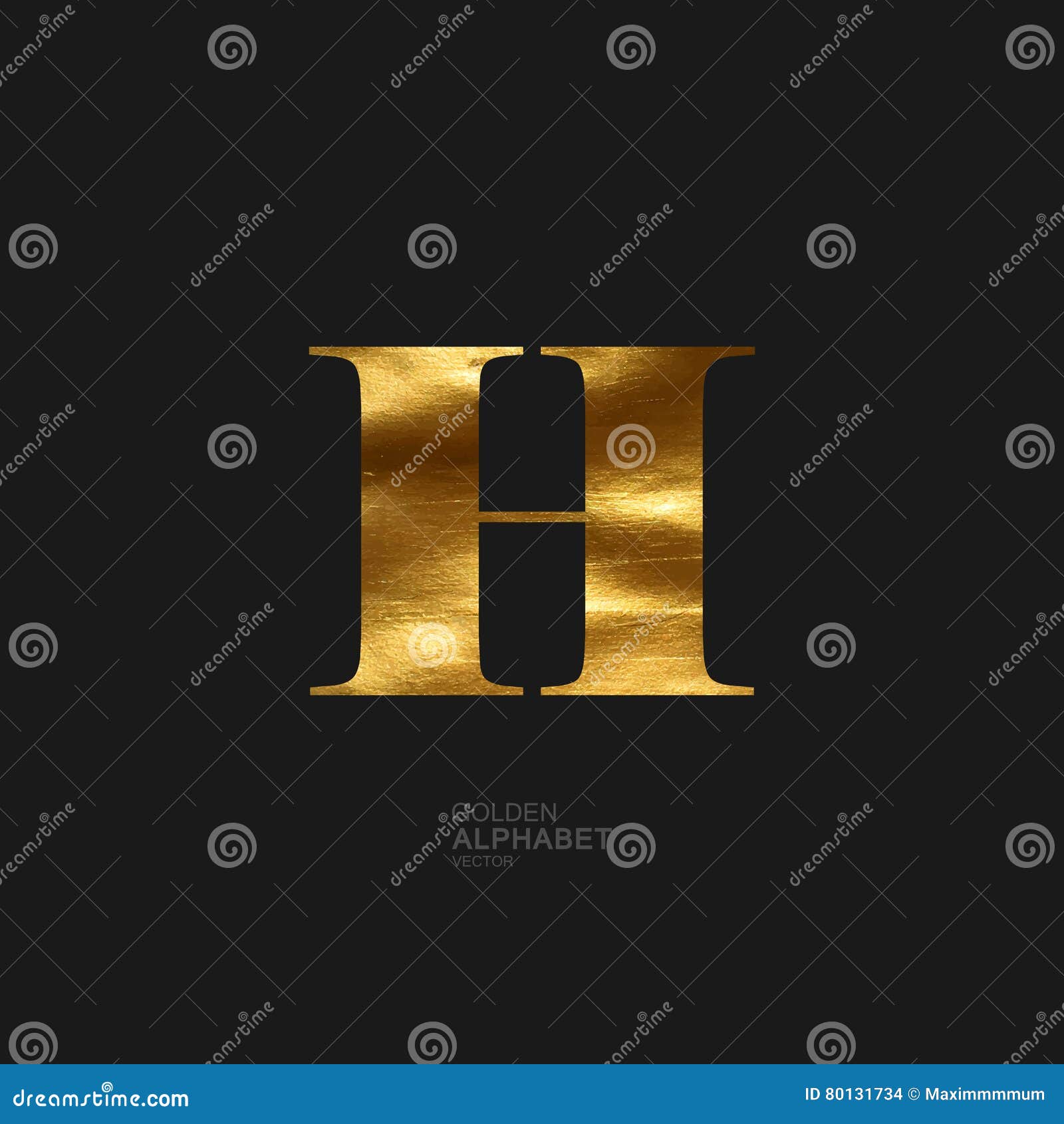 Golden letter H stock vector. Illustration of paint, character - 80131734