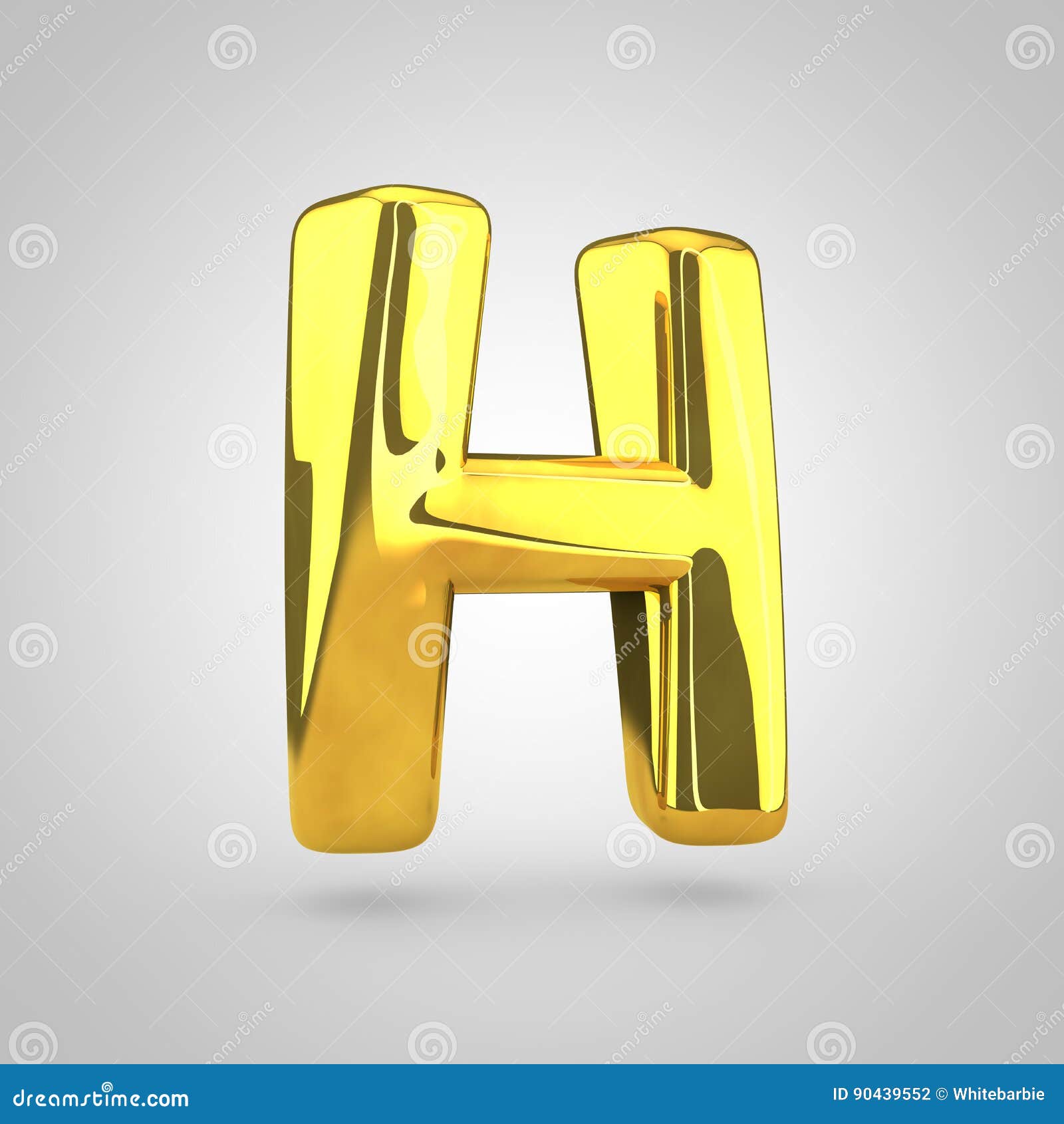 Golden Letter H Uppercase on White Background Stock Illustration ...