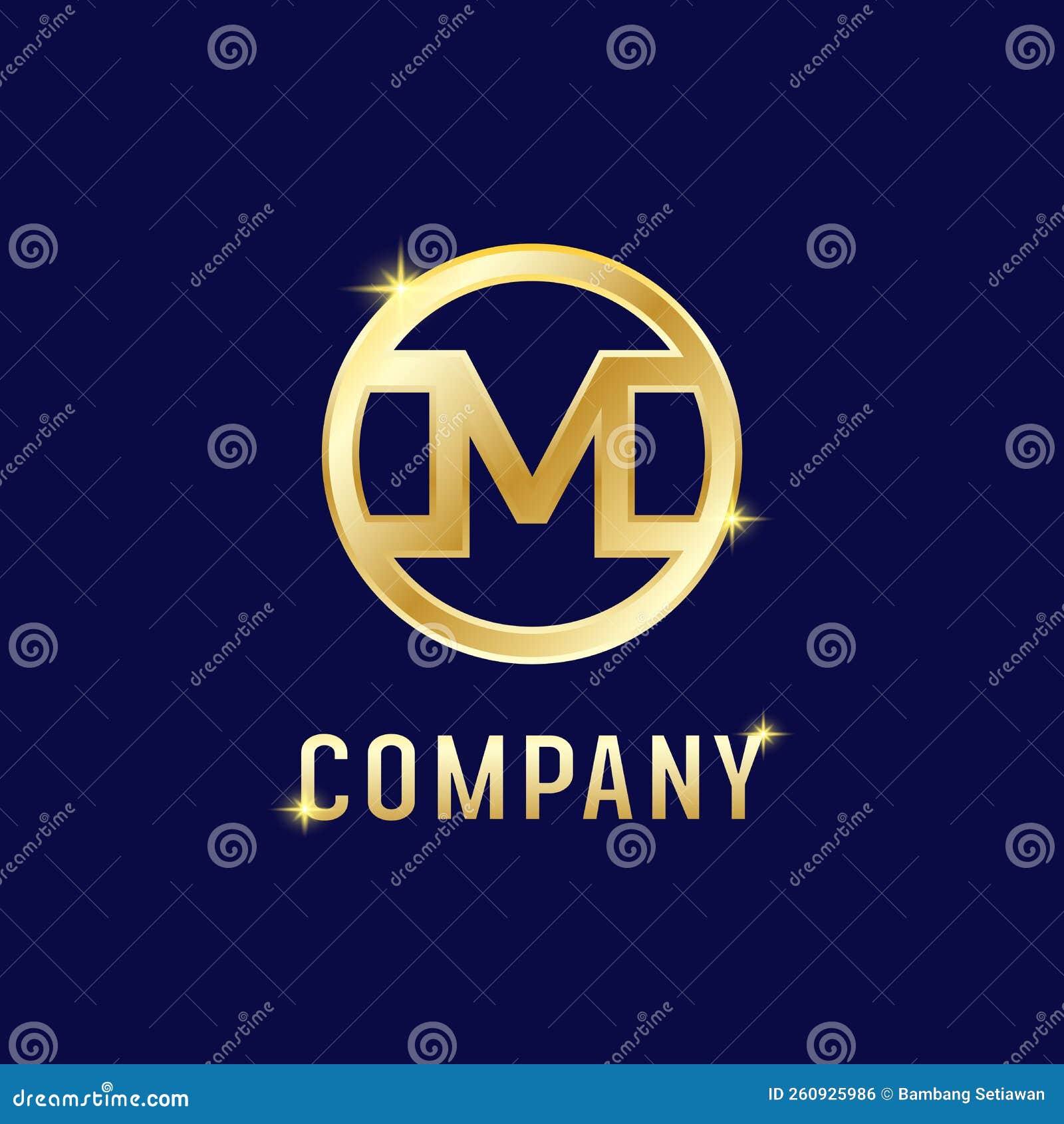 Golden Letter M. Emblem Alphabet Logo Design Template. Stock Vector ...