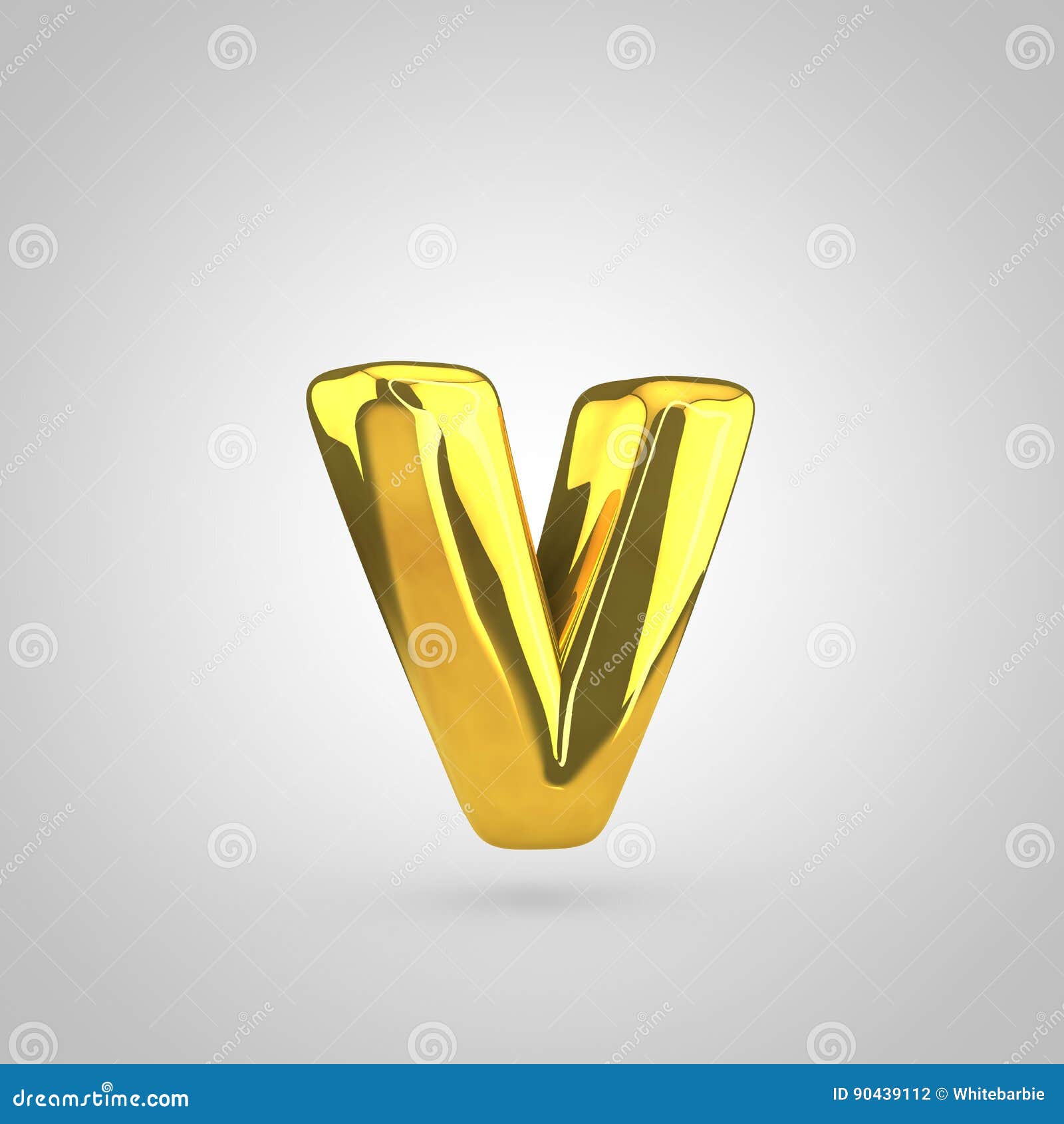 Golden Letter V Lowercase on White Background Stock Illustration ...