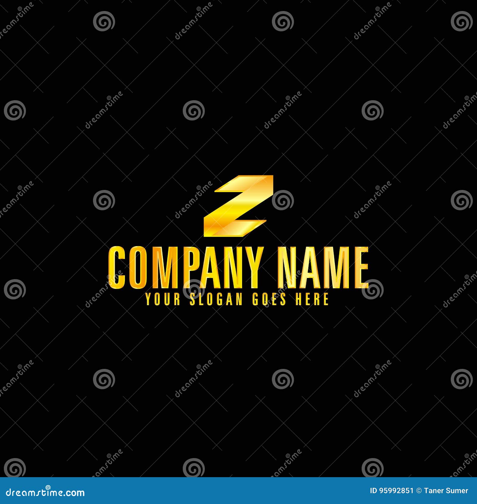 Golden Letter Z Emblem with Black Background Stock Vector ...