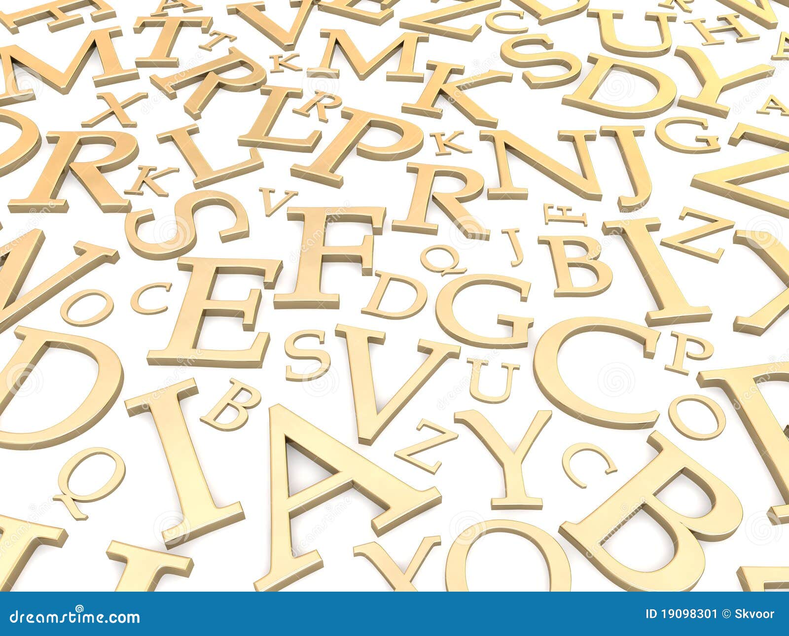 Golden Letters And Figures Of The English Alphabet Vector Illustration ...