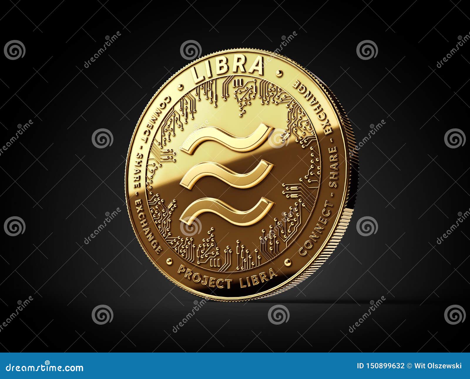 Golden Libra Cryptocurrency Concept Coin Isolated On White Background ...