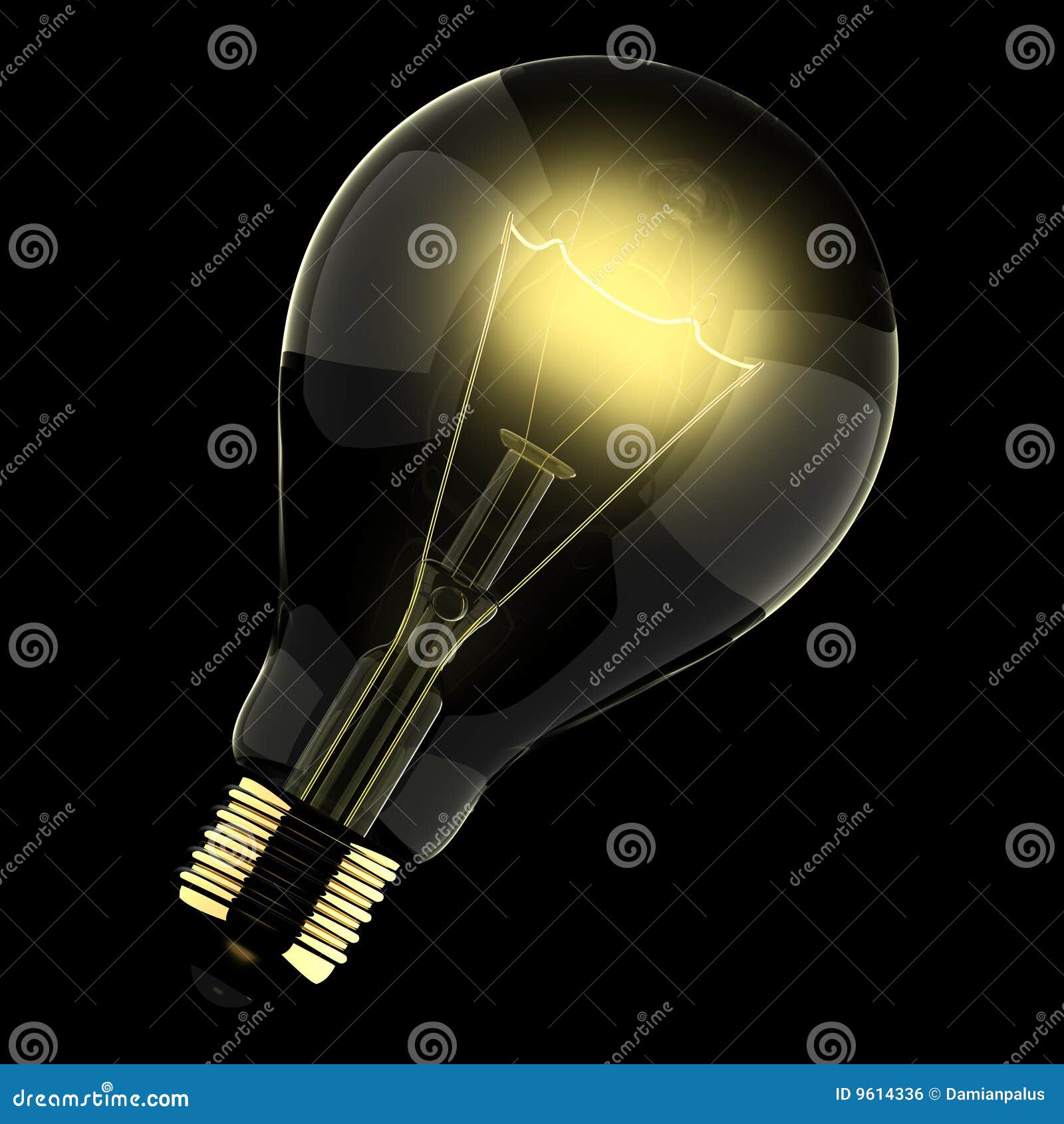 Golden Light Bulb stock illustration. Illustration of light - 9614336