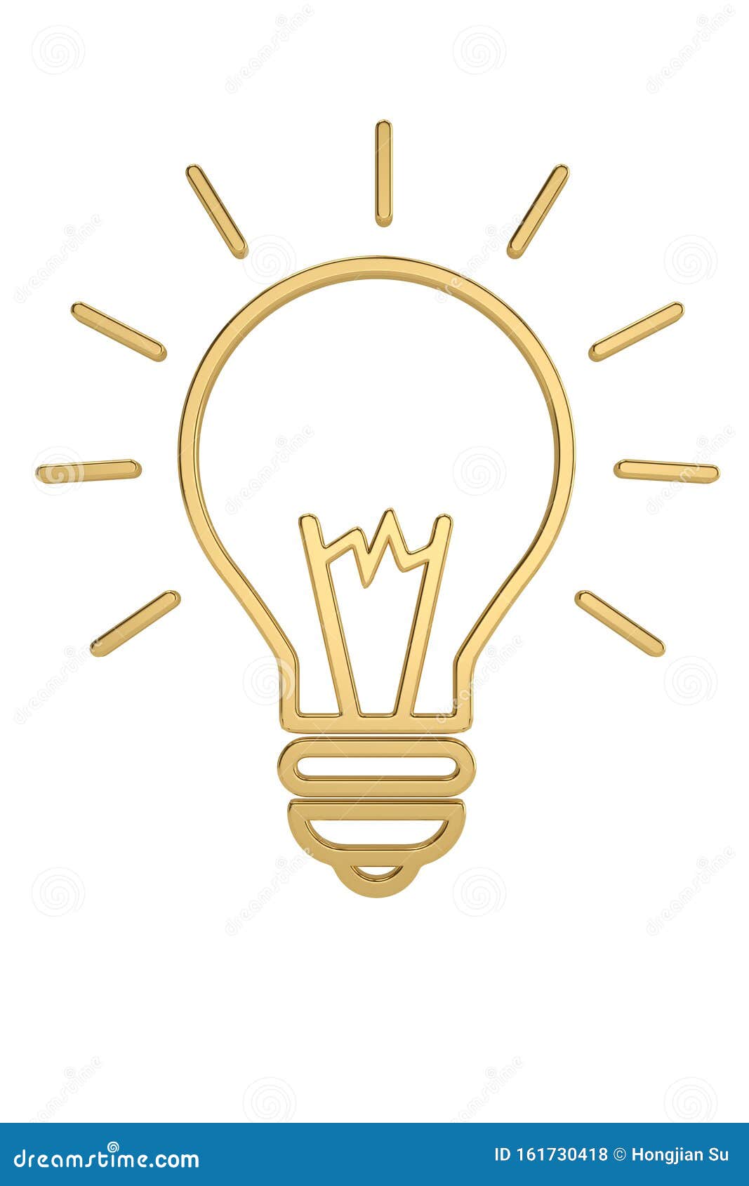 Golden Light Bulb Icon Isolated on White Background. 3d Illustration ...