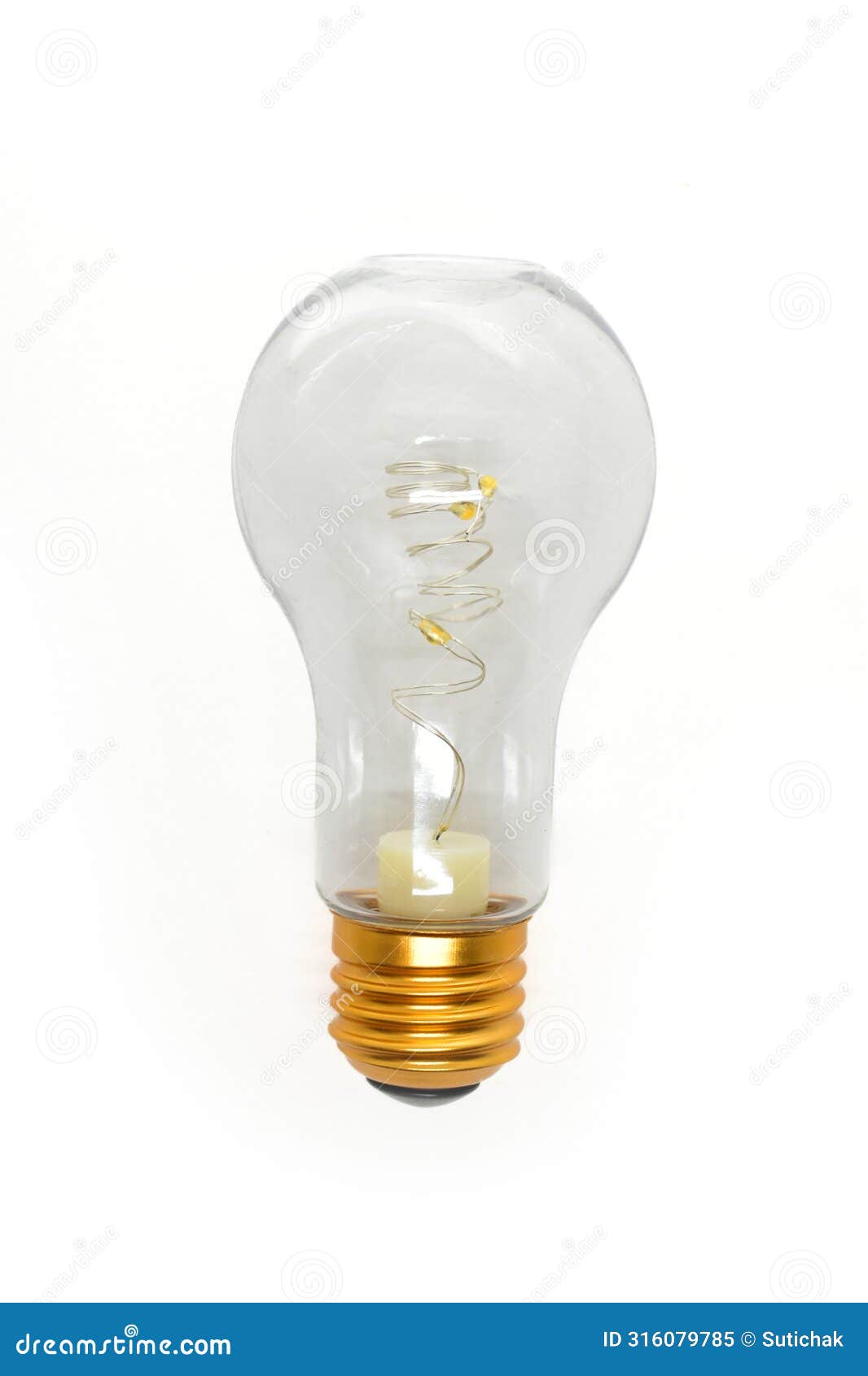 Golden Light Bulb Isolated on White Background Stock Image - Image of ...