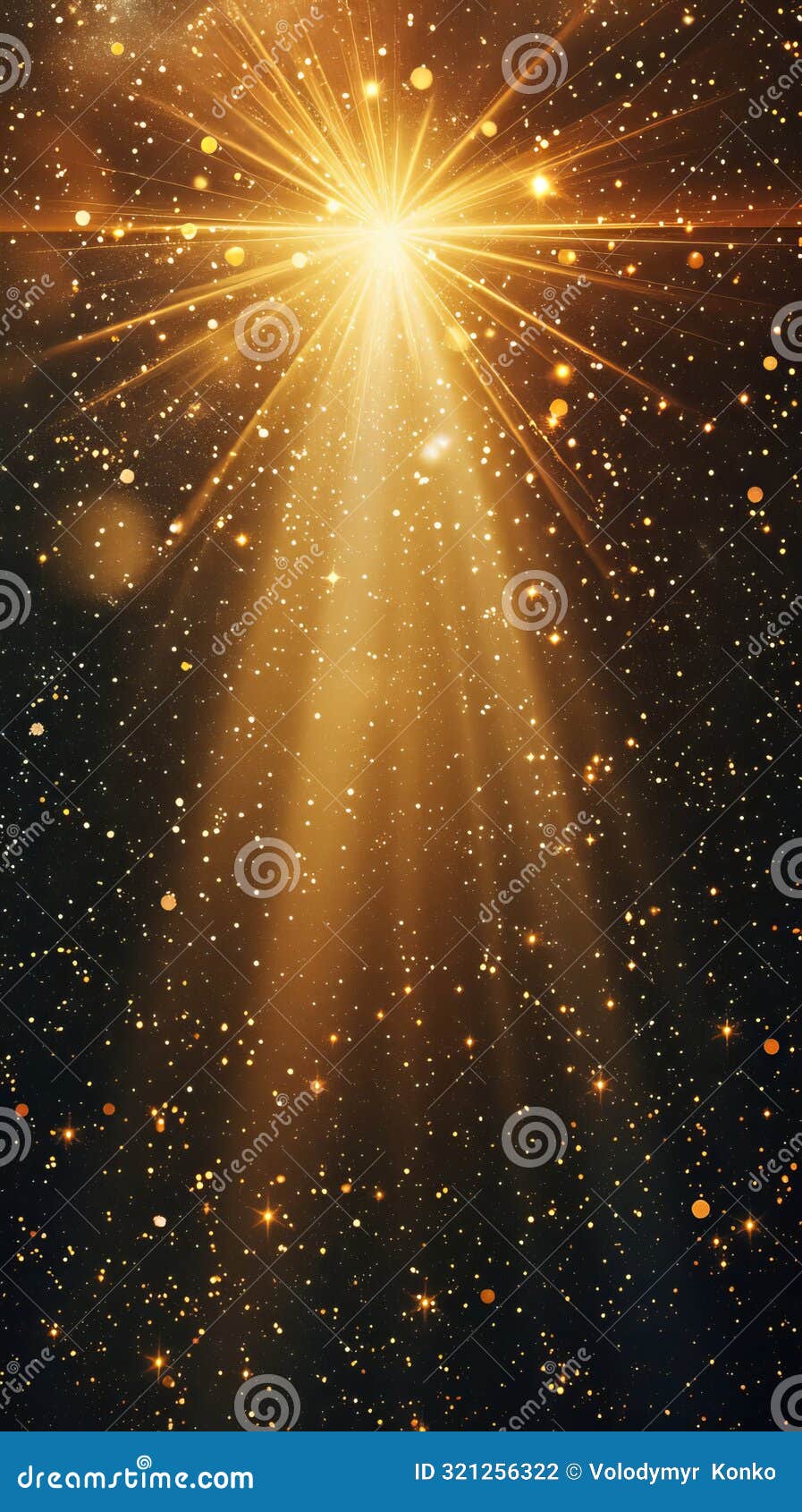 Golden Light Burst with Sparkling Particles, Cosmic Explosion Concept ...