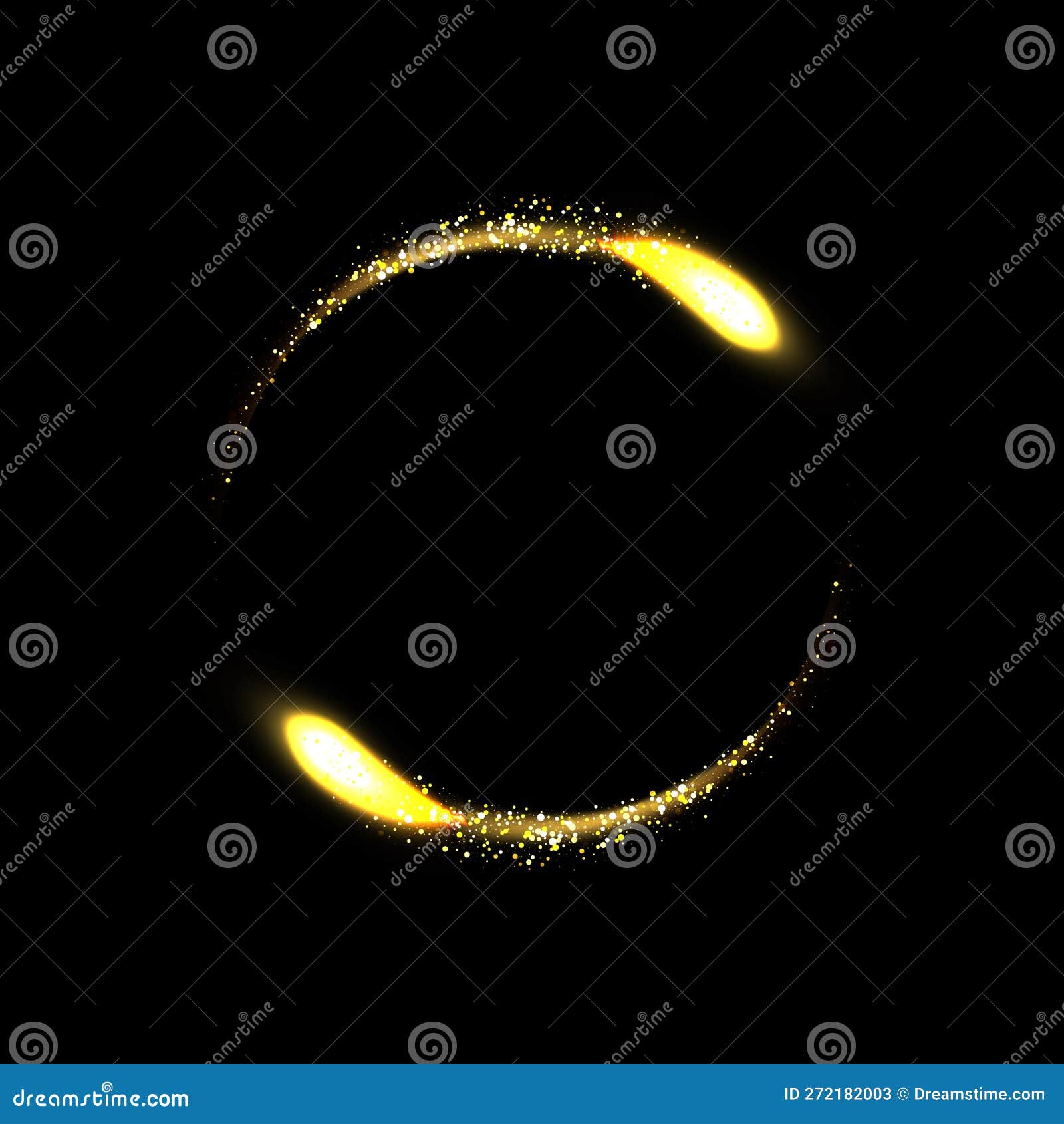Golden Light Circle with Sparkles, Glow Effect. Realistic Golden Shiny ...