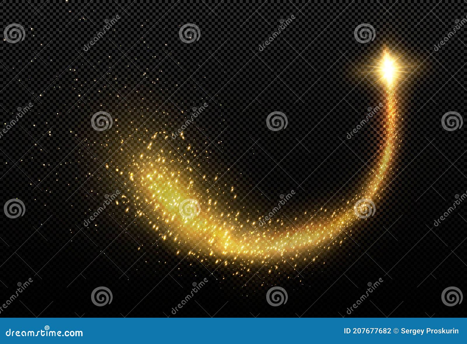 Golden Light Comet. Magic Light Line Stock Vector - Illustration of ...