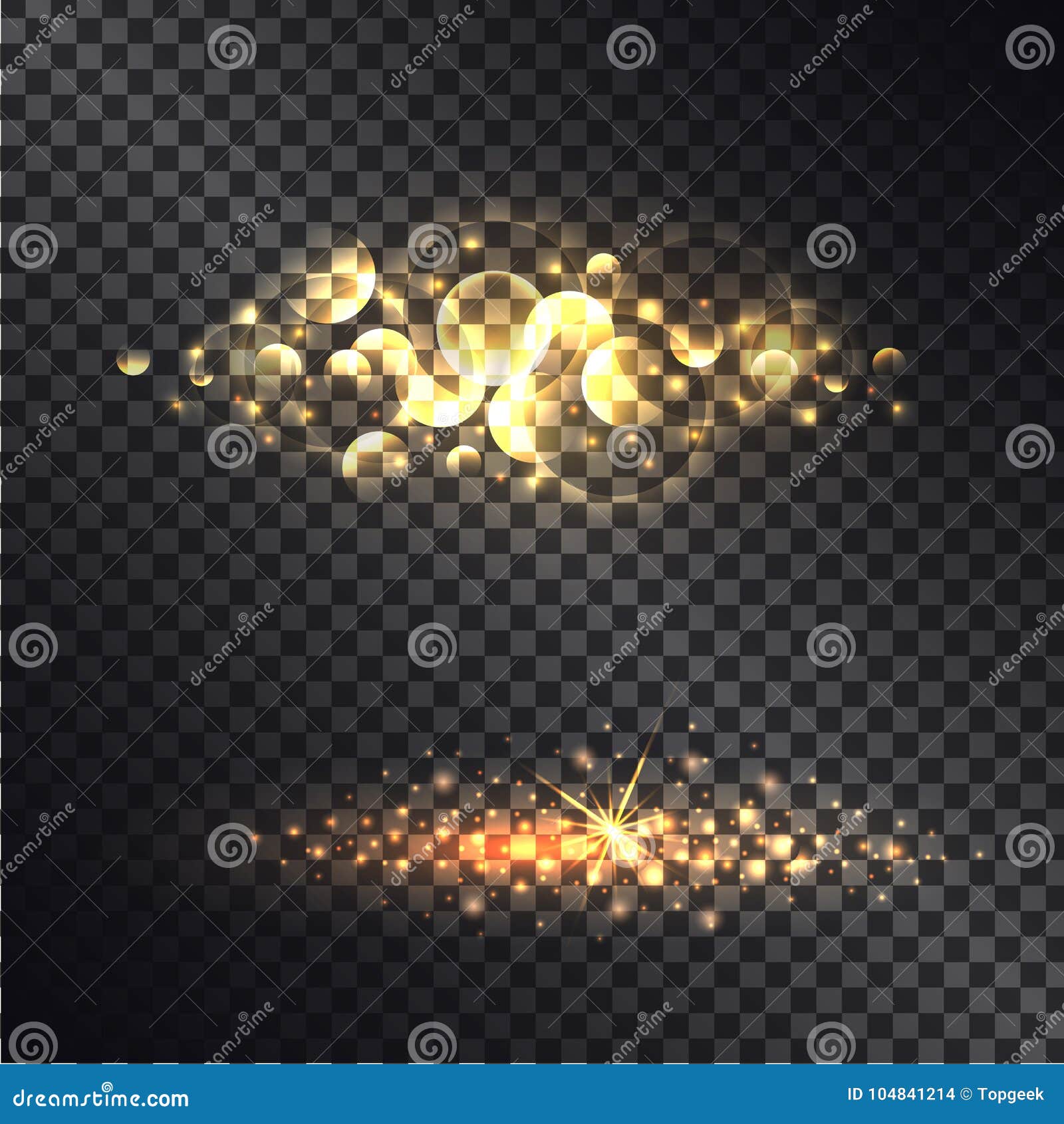 Golden Light Effect Isolated on Black Ttransparent Stock Vector ...