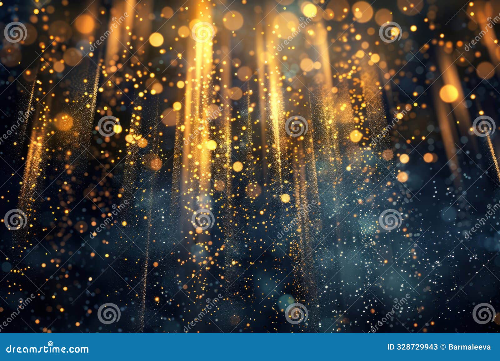 Golden Light Particles and Rays. Magical Festive Atmosphere with a ...