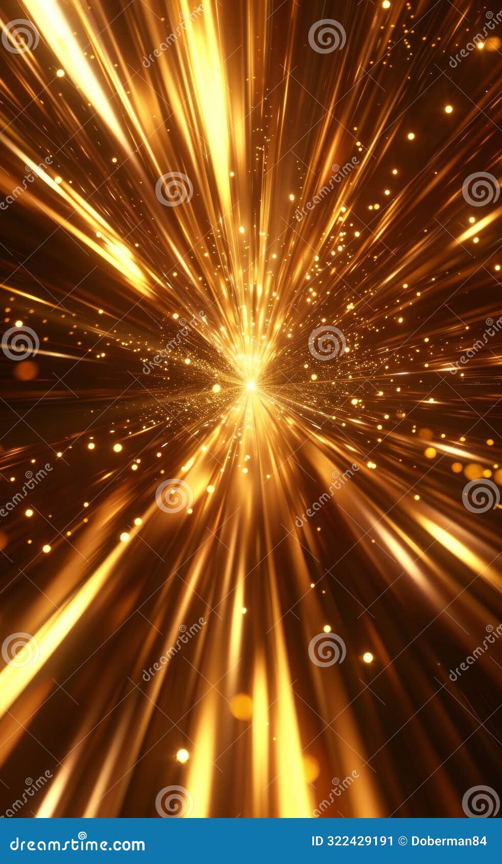 Golden Light Rays and Sparkling Particles Creating a Sense of Speed and ...