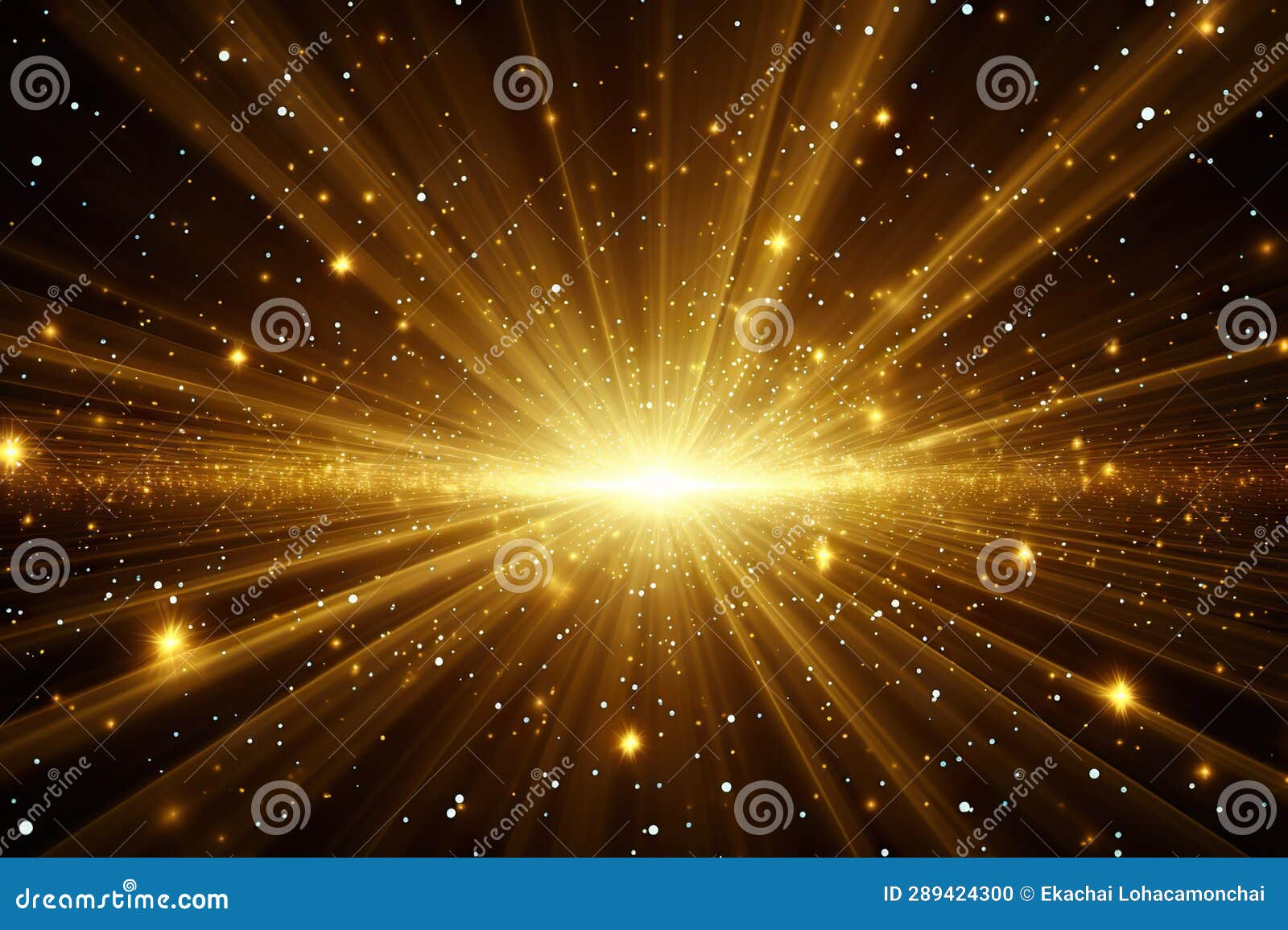 Golden Light Rays and Stars Abstract Background a Glowing Celestial ...