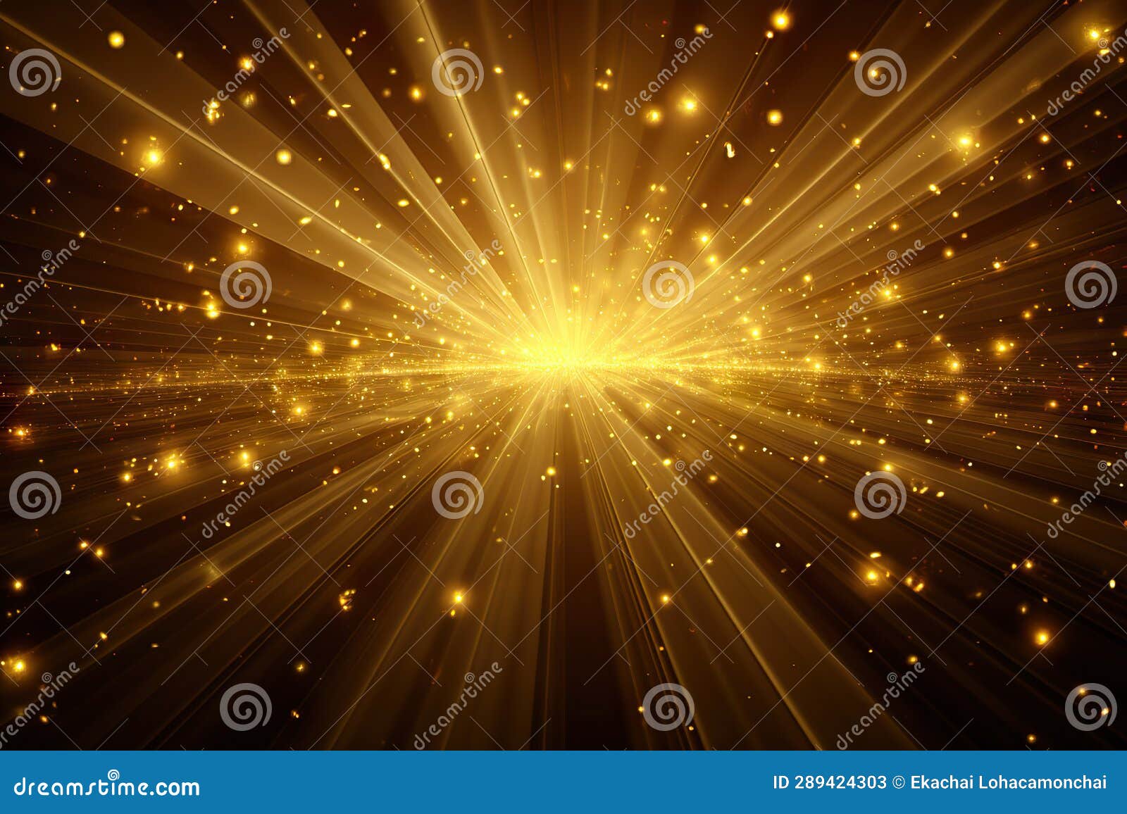 Golden Light Rays and Stars Abstract Background a Glowing Celestial ...