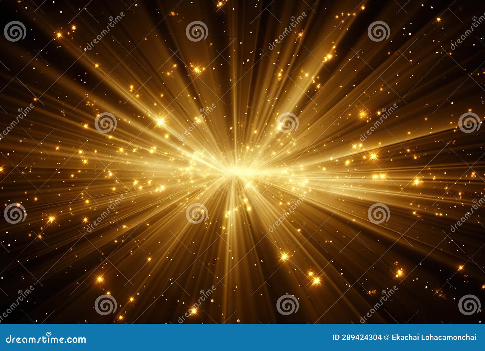 Golden Light Rays and Stars Abstract Background a Glowing Celestial ...