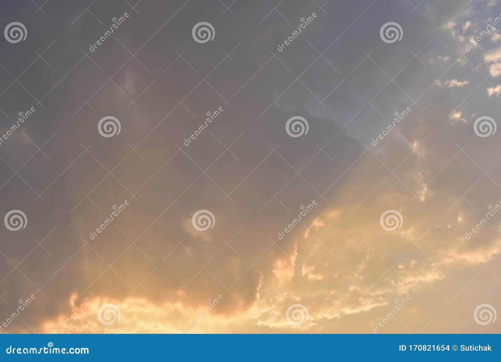 Golden Light Rays of Sunset Sky Background Stock Photo - Image of high ...