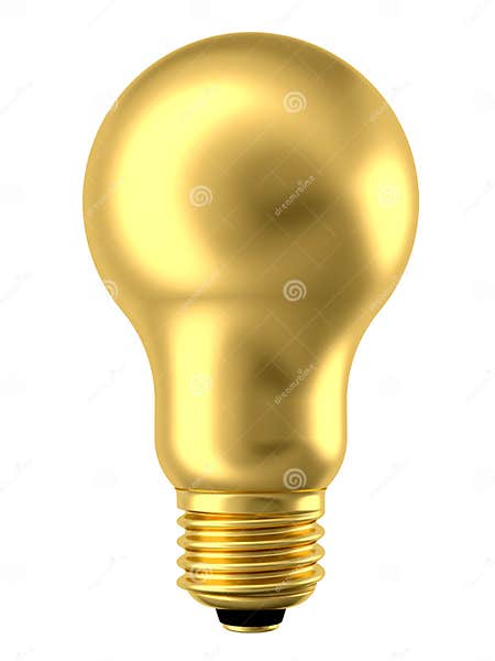 Golden Lightbulb Isolated on White Stock Illustration - Illustration of ...
