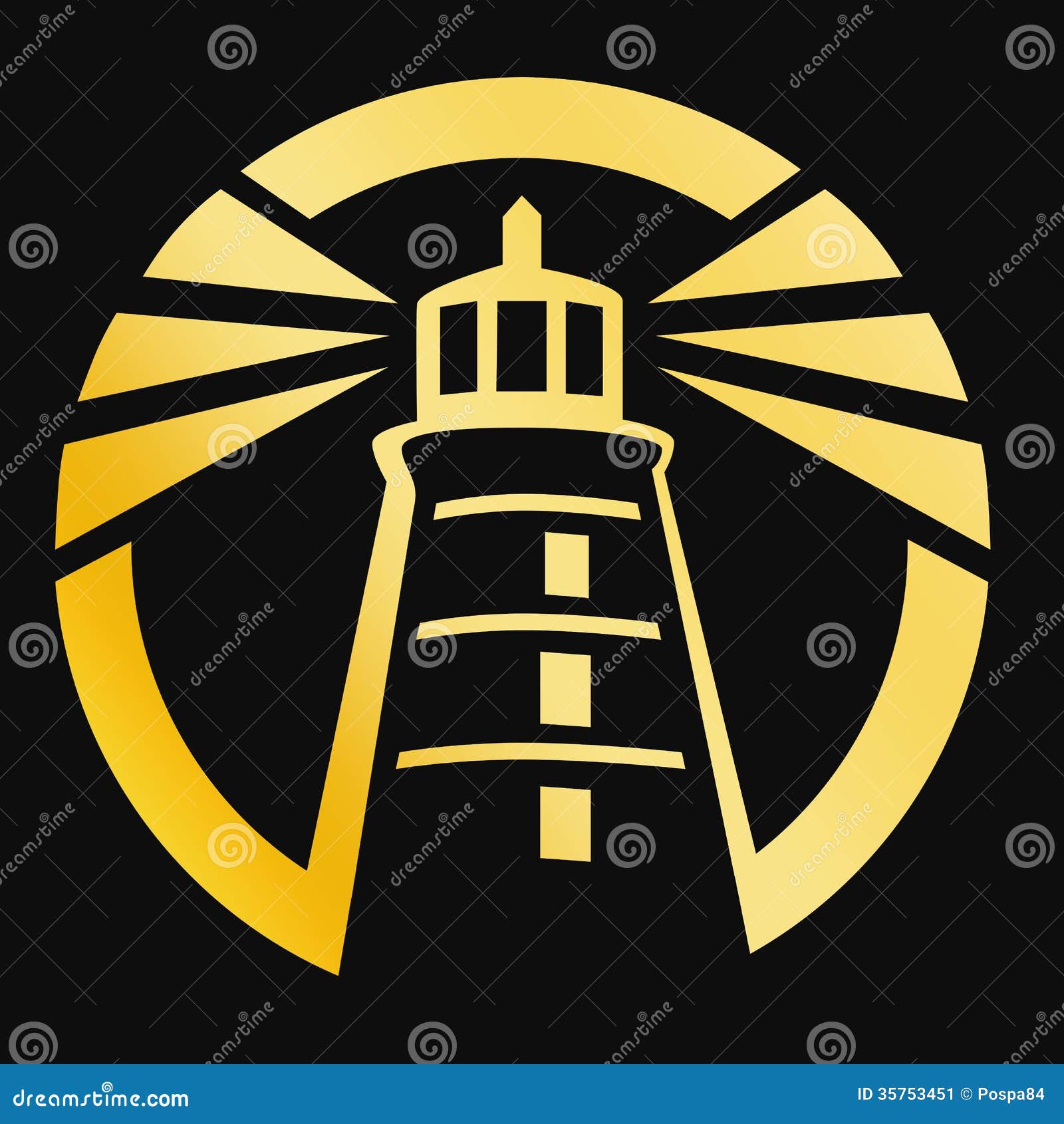 Golden lighthouse stock illustration. Illustration of house - 35753451