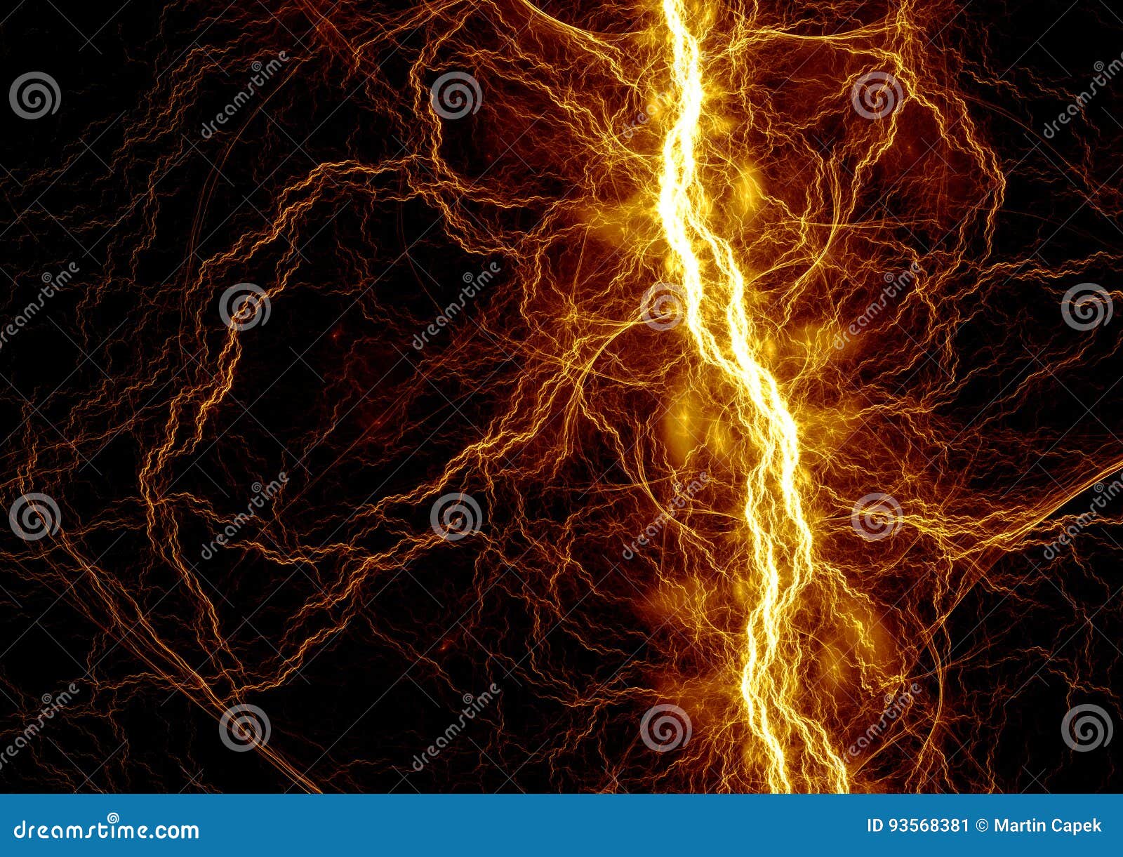 Golden Lightning With Diamonds On Transparent Background Stock Image ...