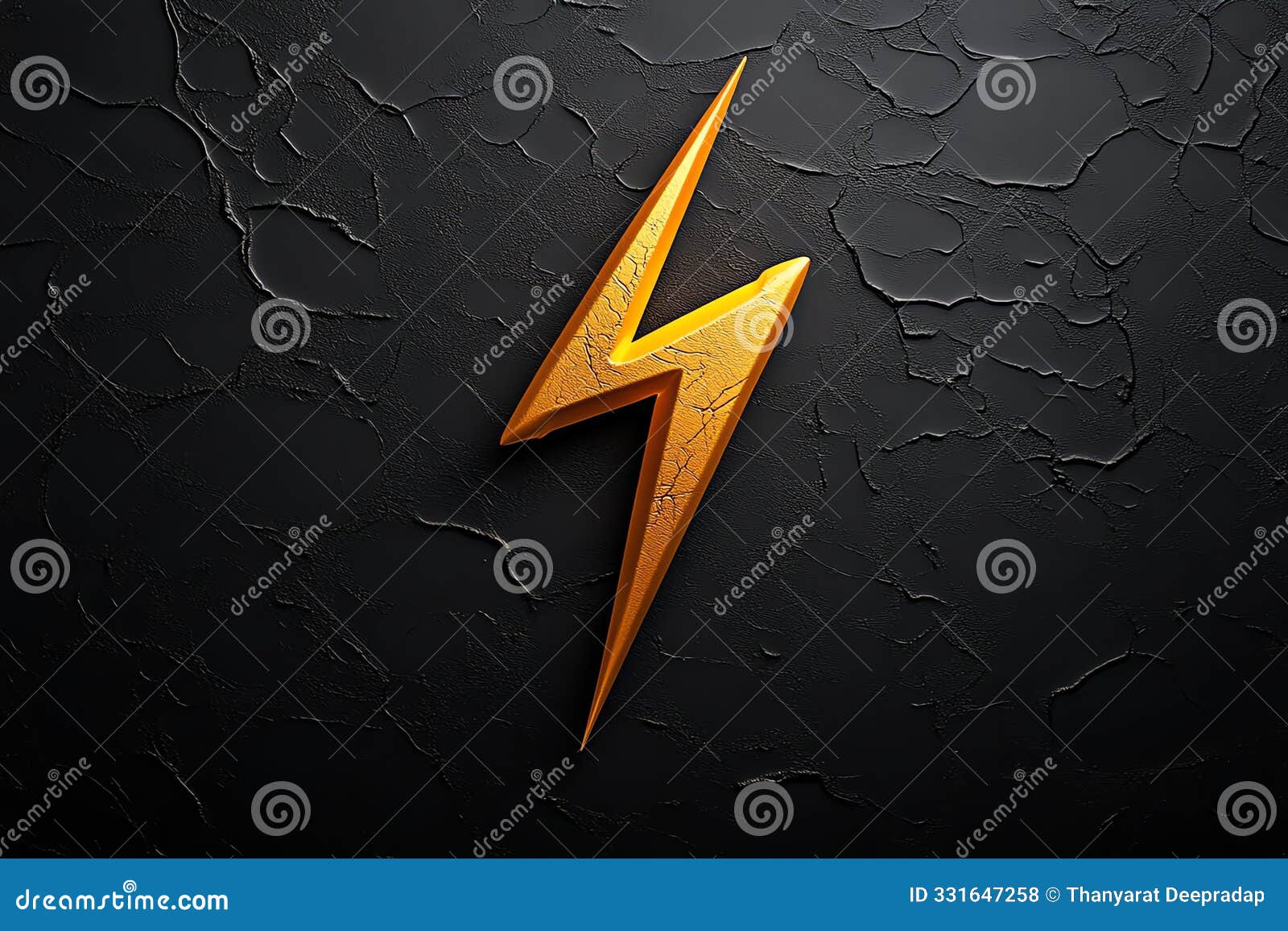 Golden Lightning With Diamonds On Transparent Background Stock Image ...
