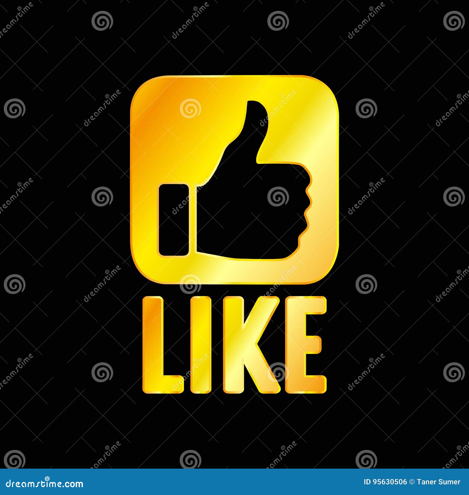 Gold Like Symbol Icon On White Background.3D Illustration ...