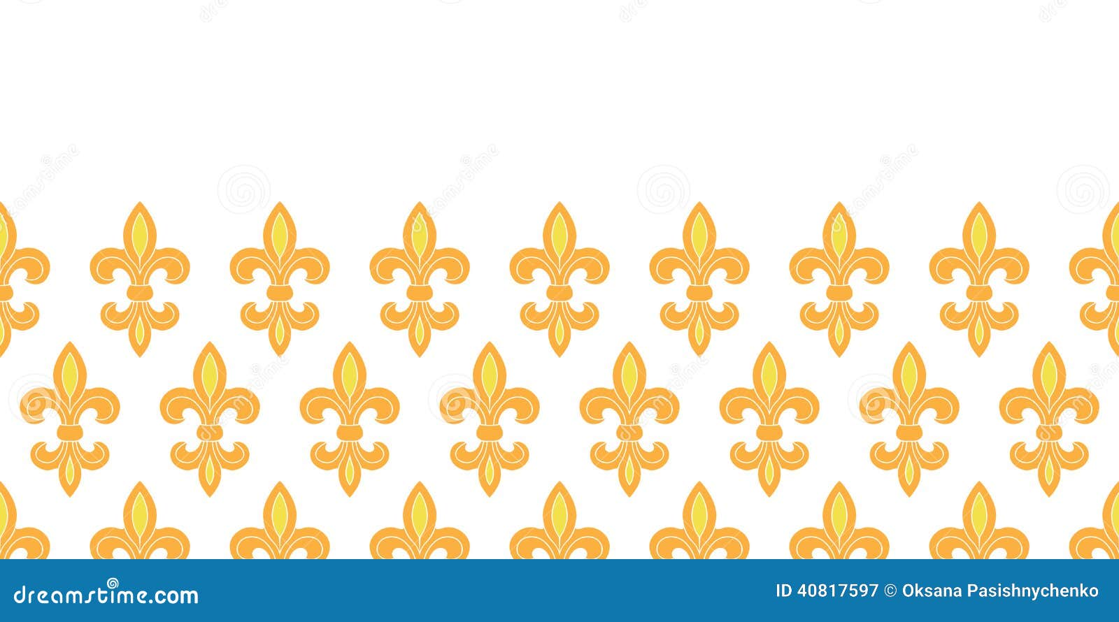 Golden Lily Horizontal Seamless Pattern Background Cartoon Vector ...