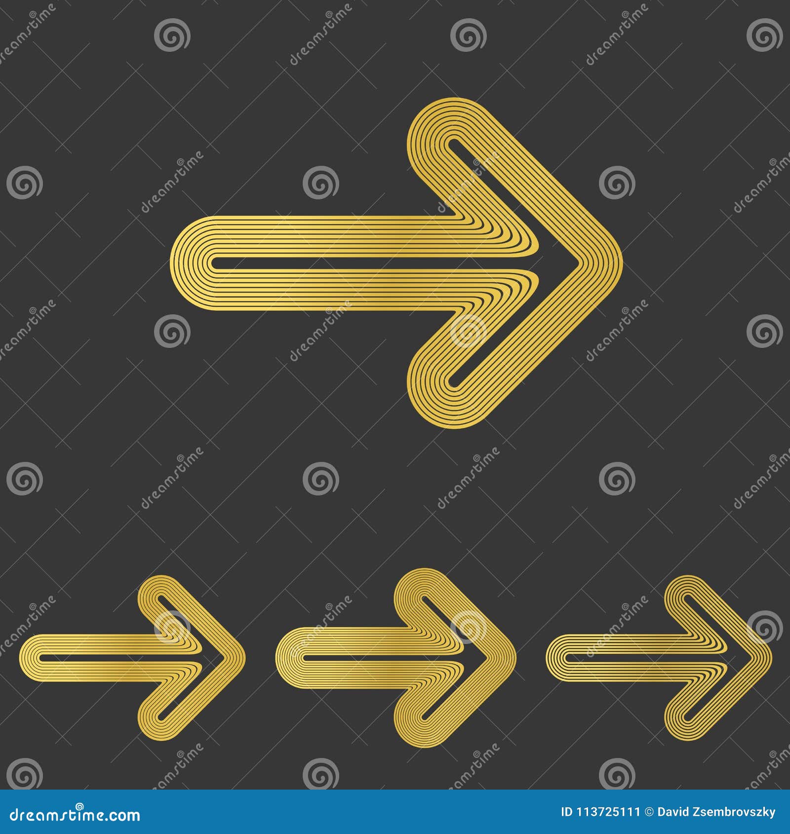 Golden Line Arrow Logo Design Set Stock Vector - Illustration of ...