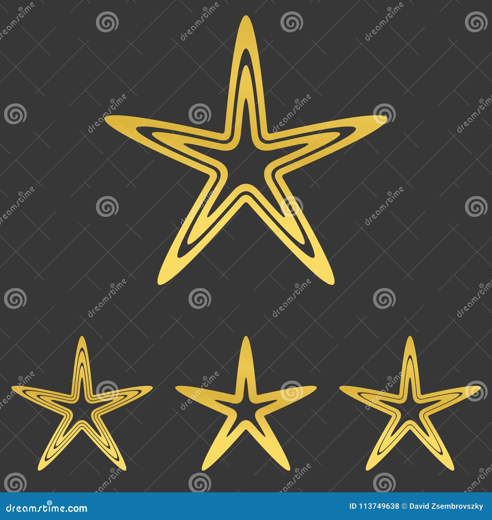 Golden Line Star Logo Design Set Stock Vector - Illustration of metal ...