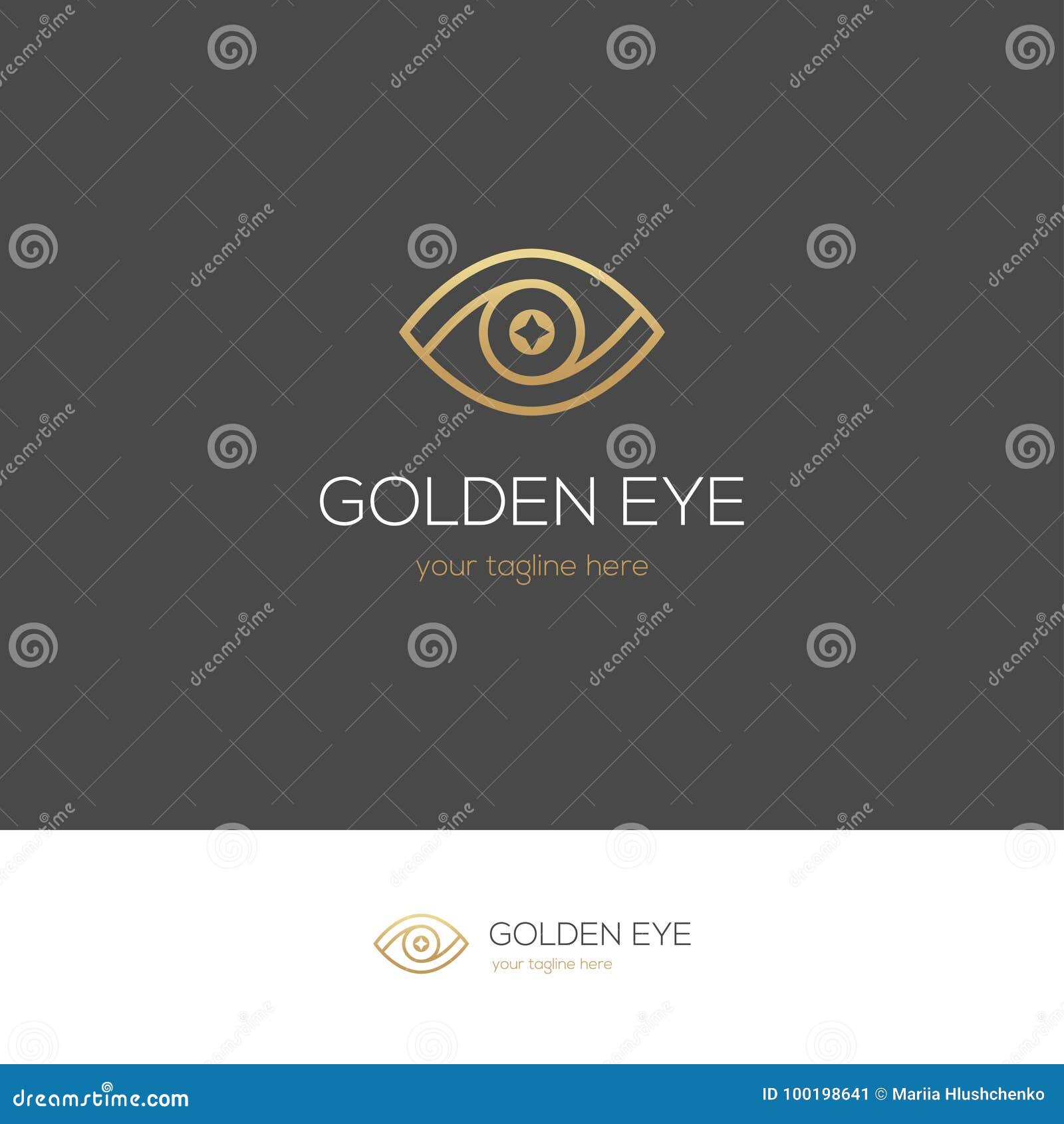 Golden linear eye logo. stock vector. Illustration of isolated - 100198641