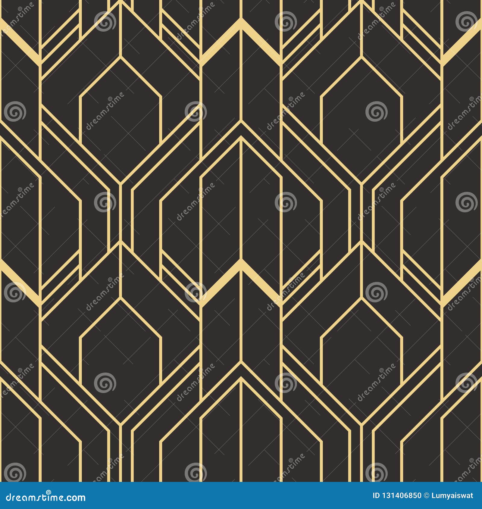 Golden Lined Shape. Abstract Art Deco Seamless Luxury Background Stock ... Golden Lined Shape. Abstract Art Deco Seamless Luxury Background Stock ...
