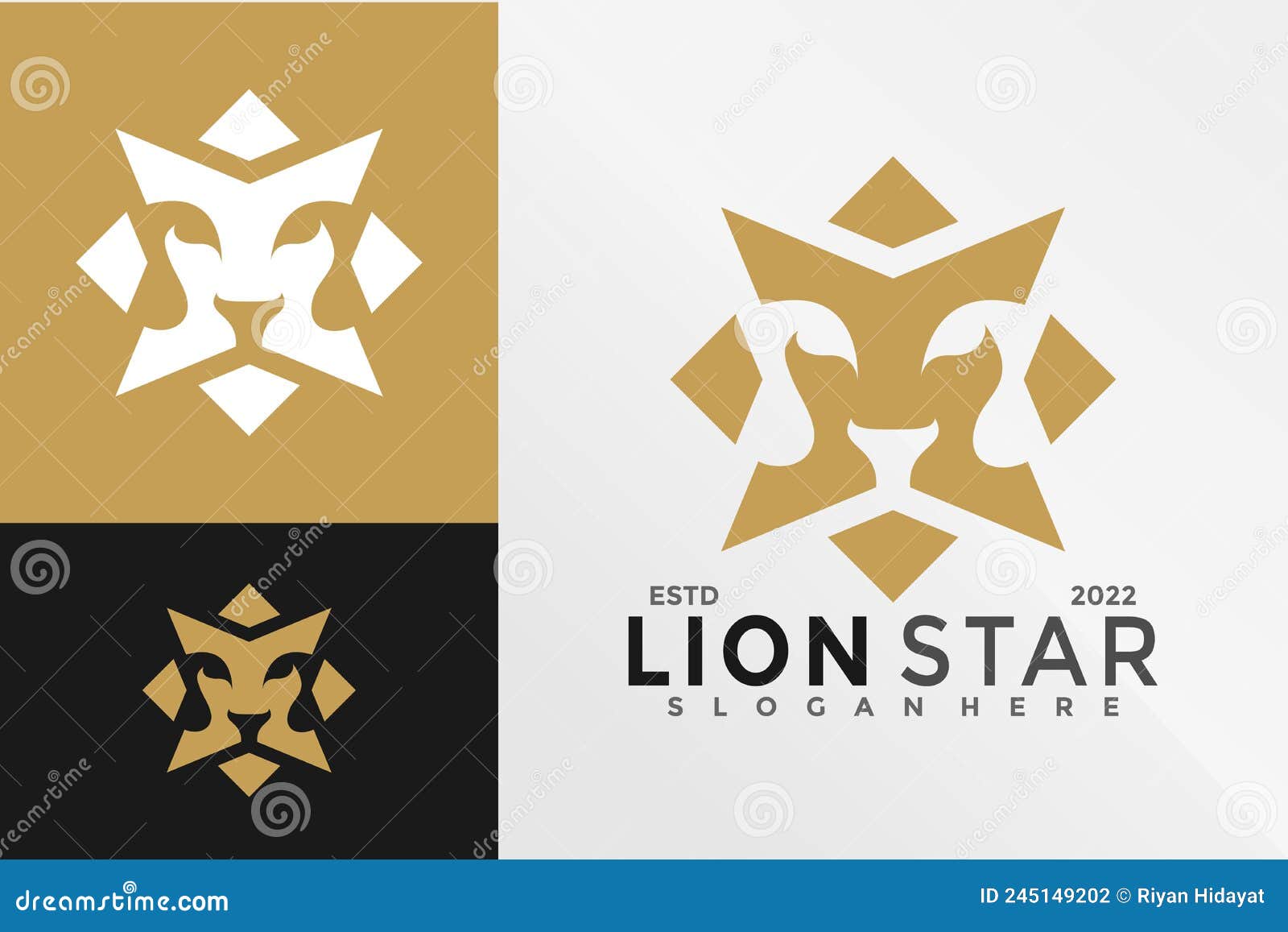 Golden Lion Star Logo Design Vector Illustration Template Stock Vector ...