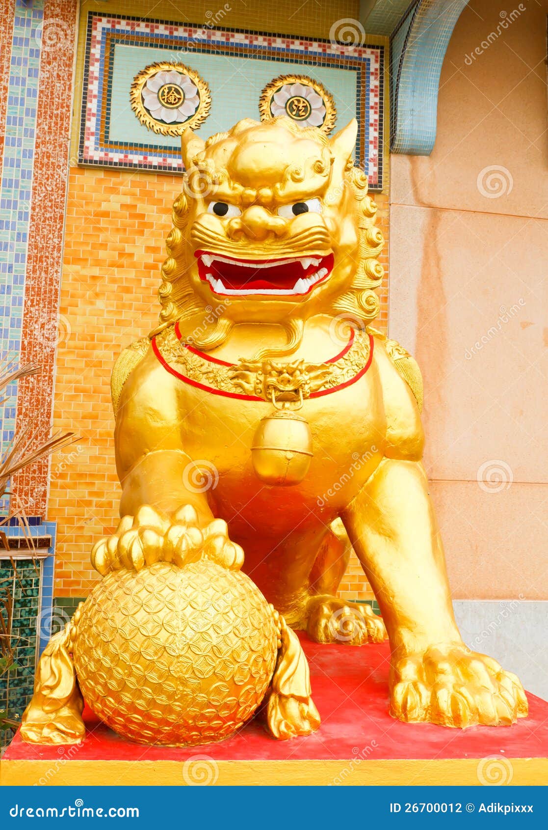 The Golden Lion Statues. (Public Place) Stock Photo - Image of gold ...