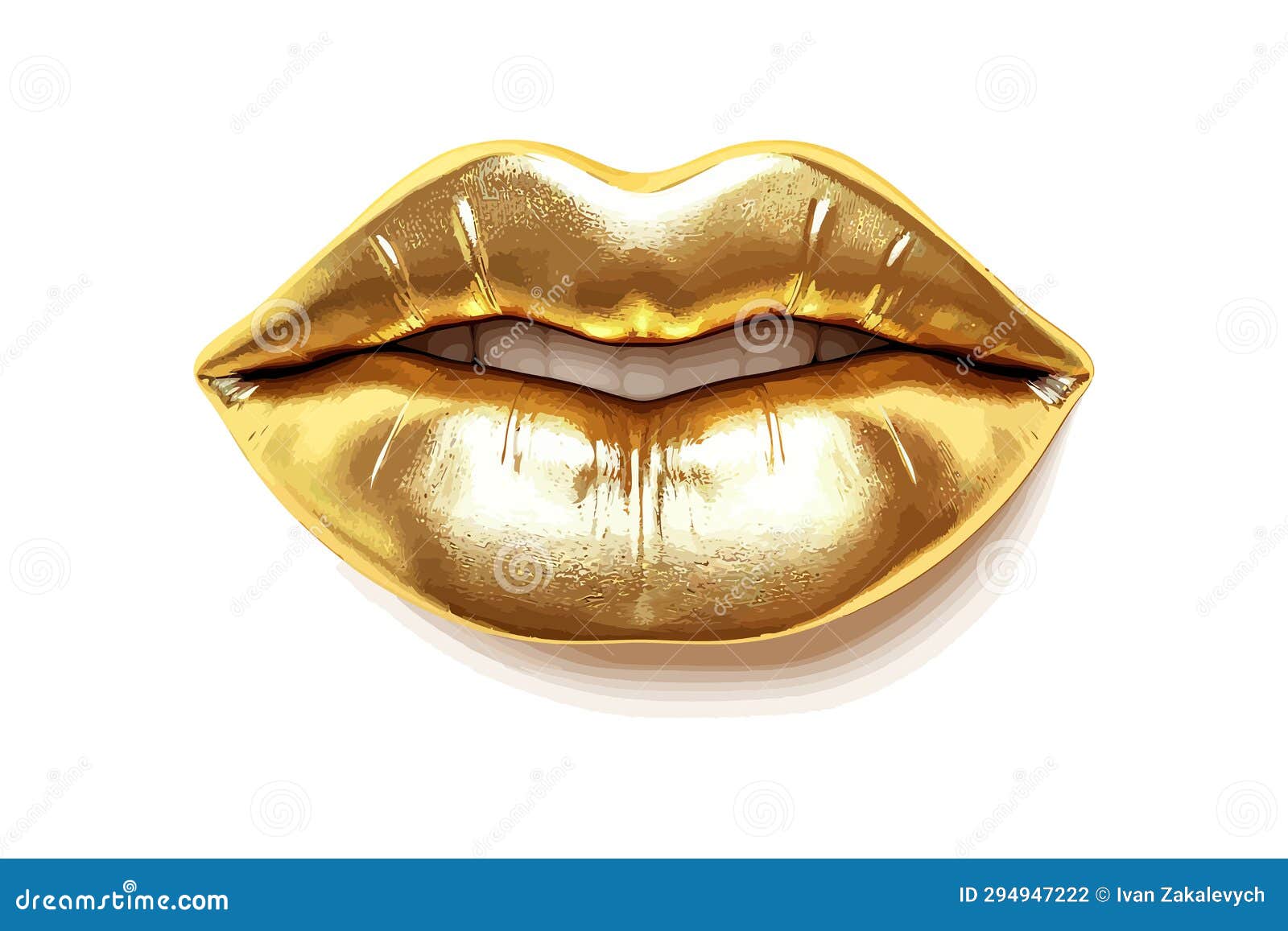 Golden lips. Womans lips stock illustration. Illustration of mark ...