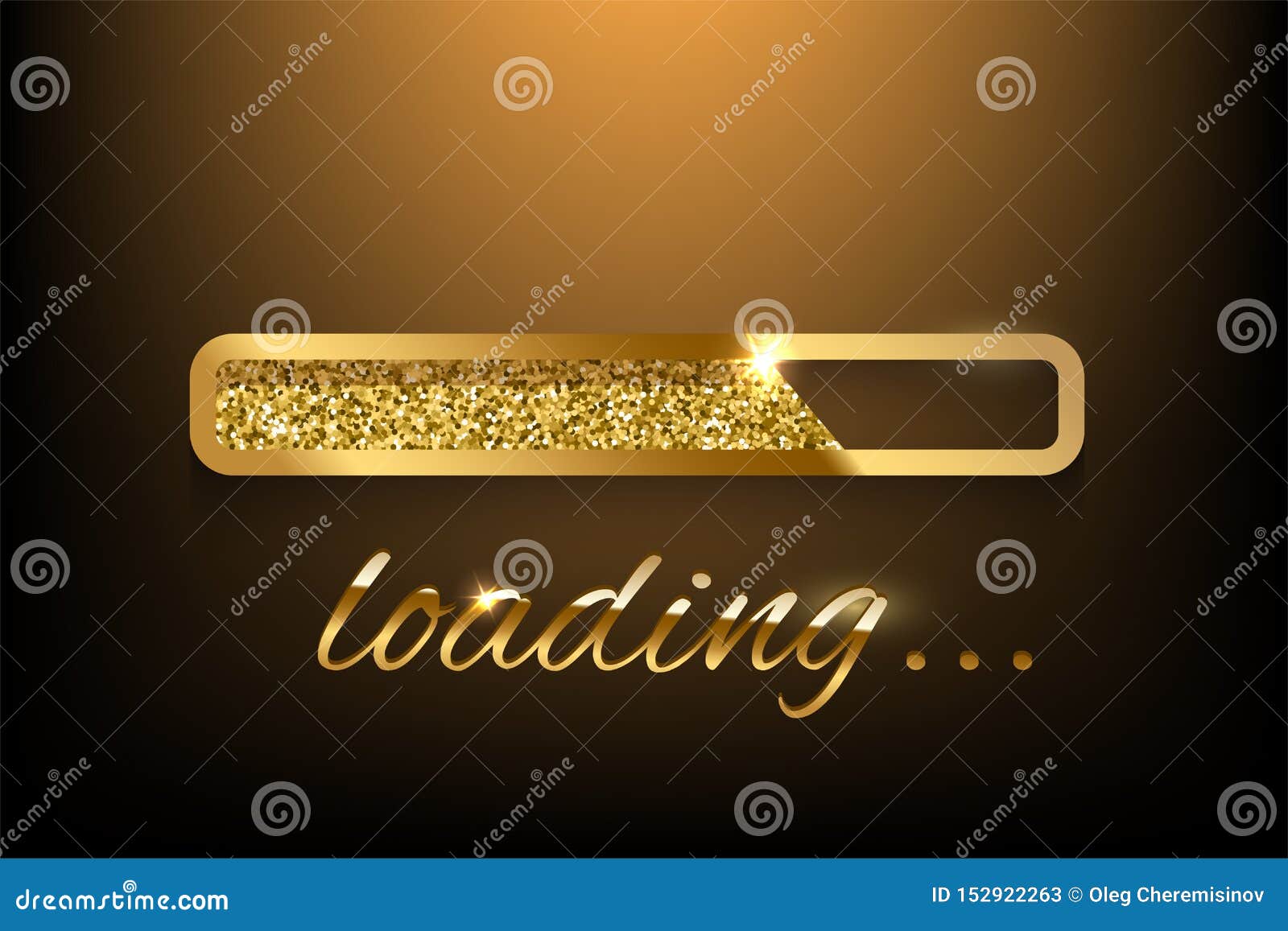 Golden Loading Sign and Loading Bar on Dark Background. Vector ...