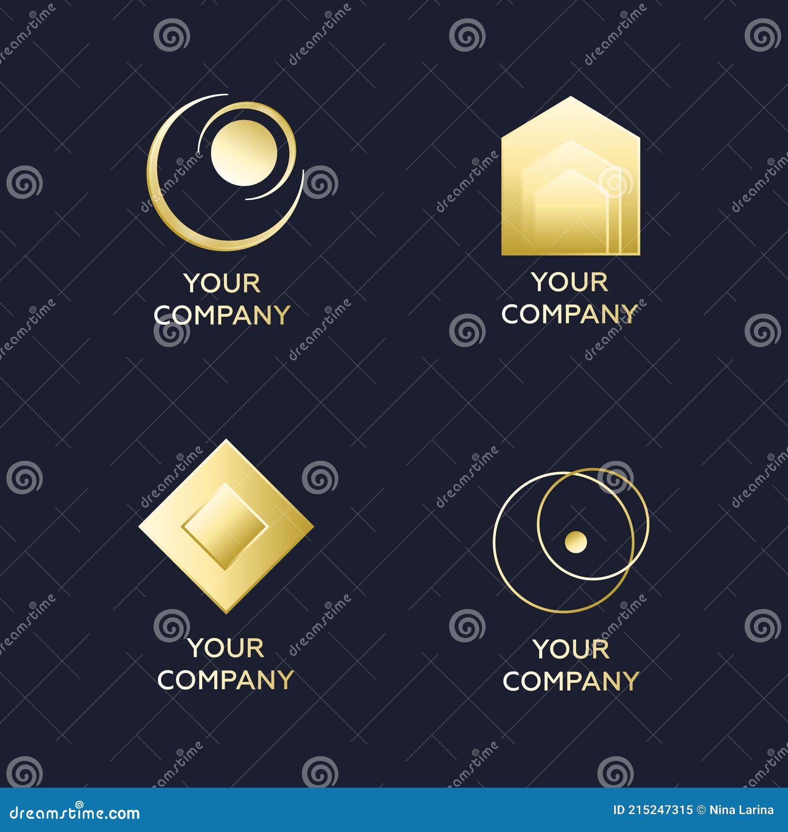 Set of Vector Luxury Gold Logos. Stock Vector - Illustration of golden ...