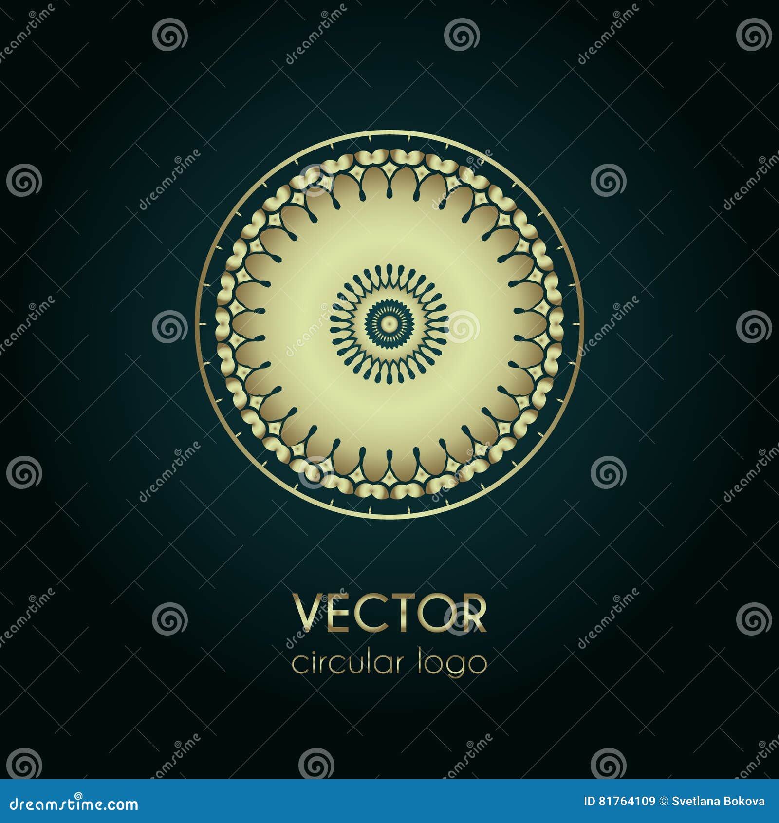 Golden Logo Design Template, Creative Circular Emblem, Decorative Icon ...