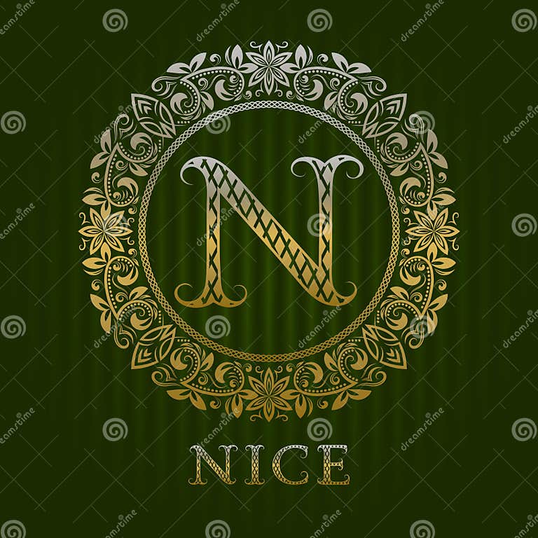 Golden Logo Template for Nice Boutique. Vector Monogram Stock Vector ...