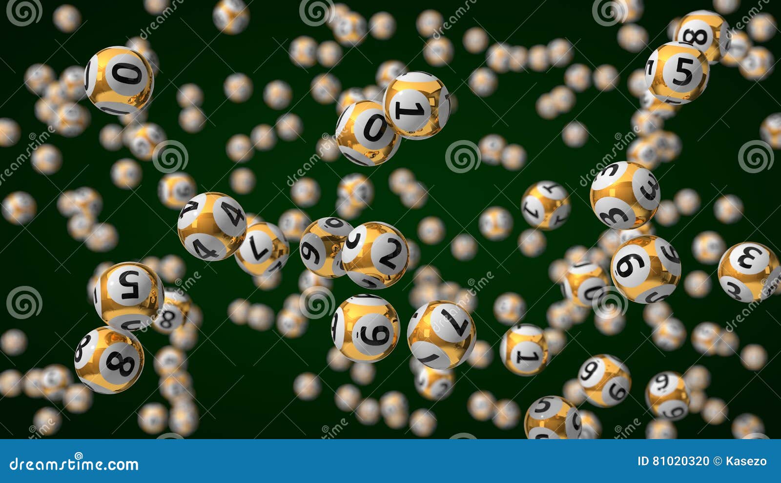 Golden Lottery Balls with Depth of Field Effect. Stock Illustration ...