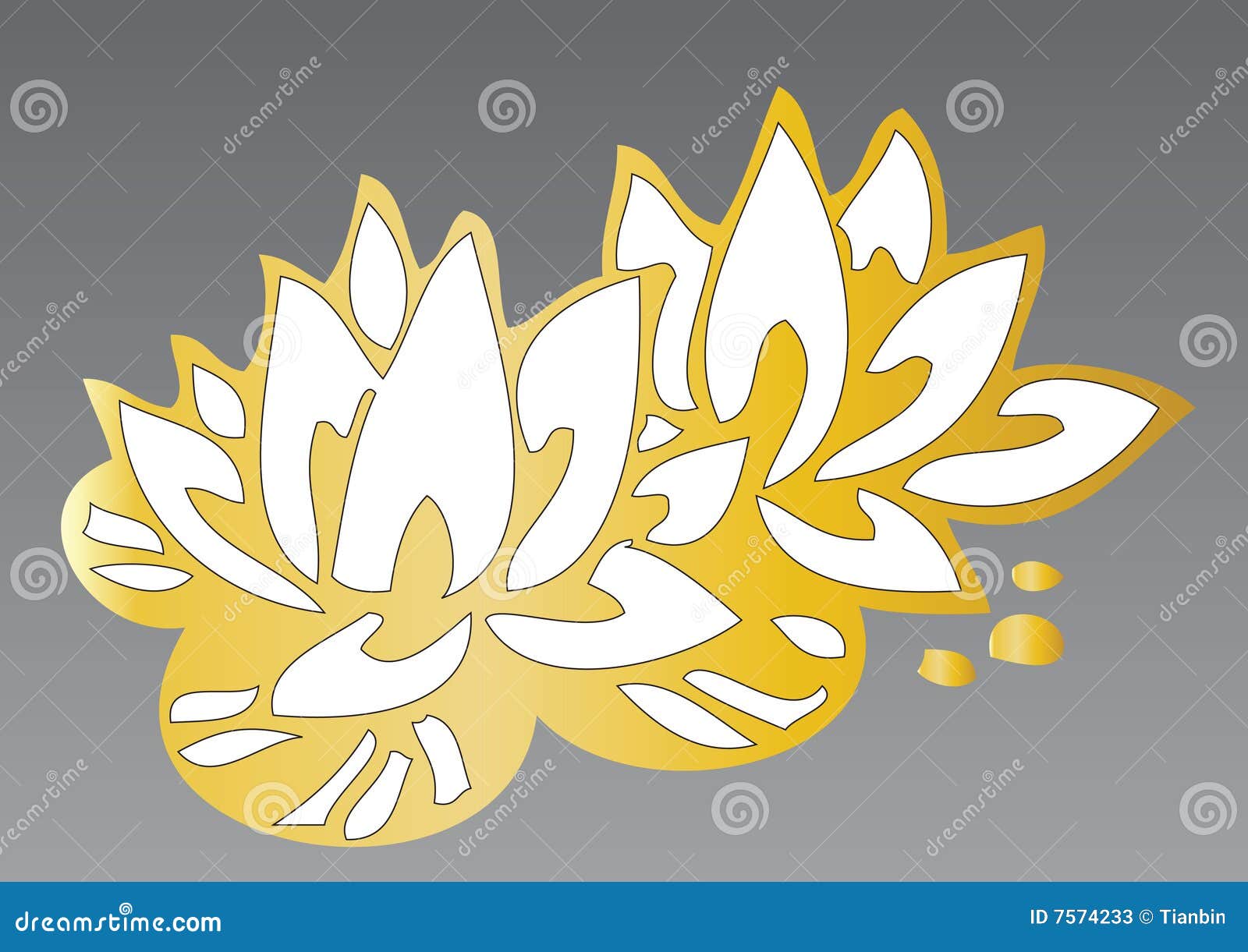 Golden lotus flowers stock vector. Illustration of colourful - 7574233